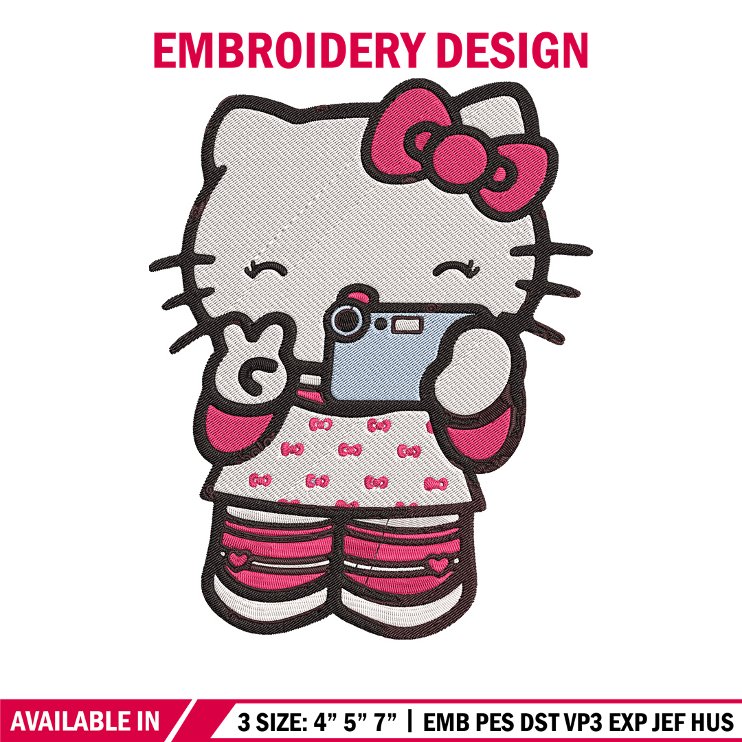 Hello kitty selfie Embroidery Design, Hello kitty Embroidery | Inspire ...