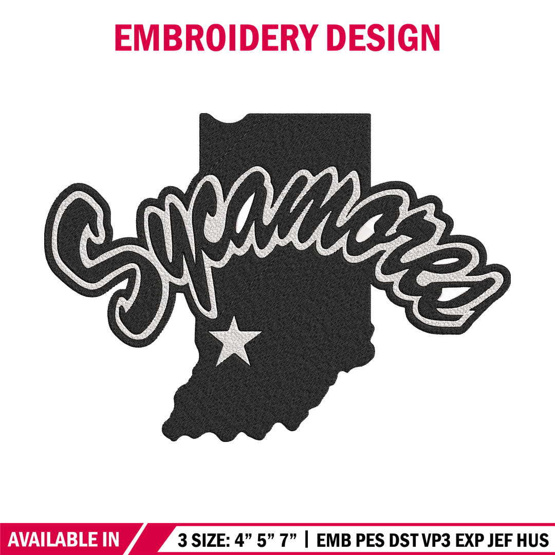 Indiana State University logo embroidery design,NCAA embroid | Inspire ...