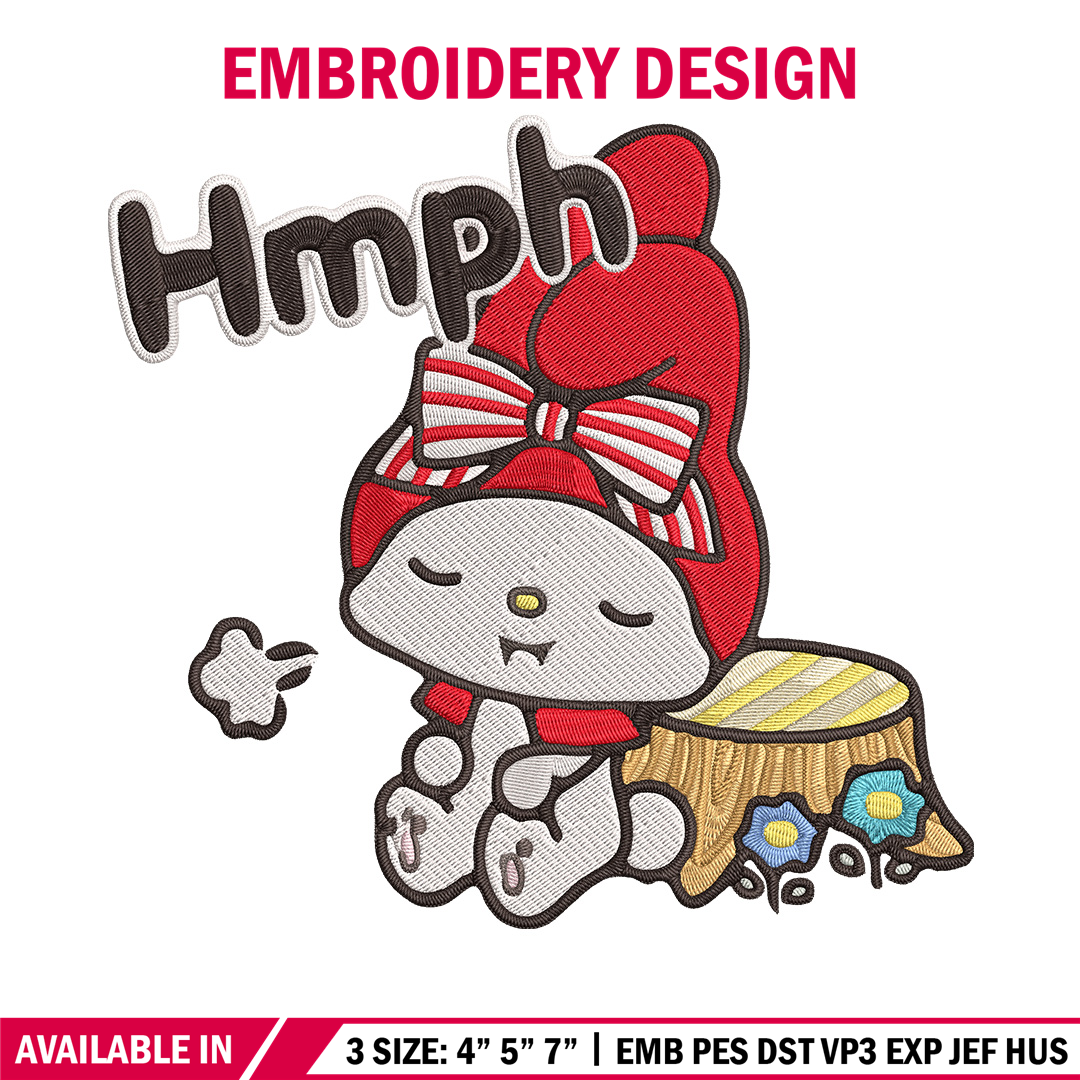 My Melody hmph Embroidery Design, Hello kitty Embroidery, Em | Inspire ...