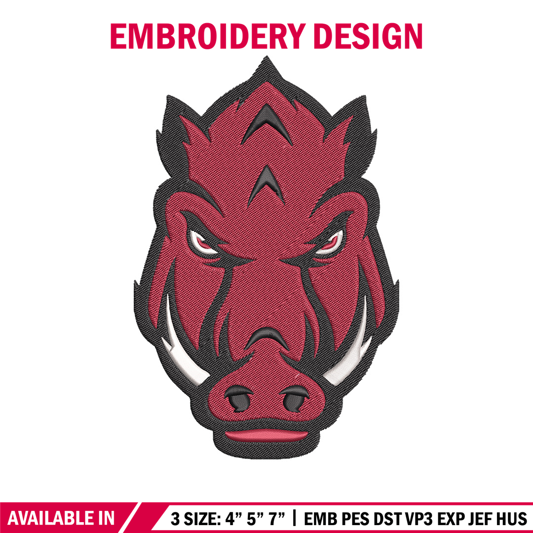 Razorback Head embroidery design, NCAA embroidery, Sport emb | Inspire ...