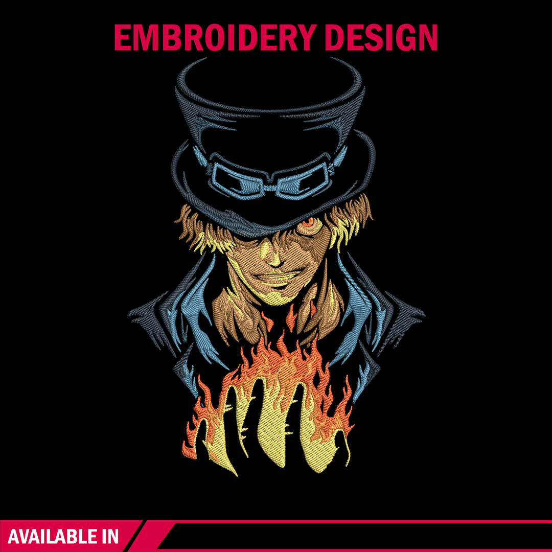 Sabo poster Embroidery Design,One piece Embroidery, Embroide | Inspire ...