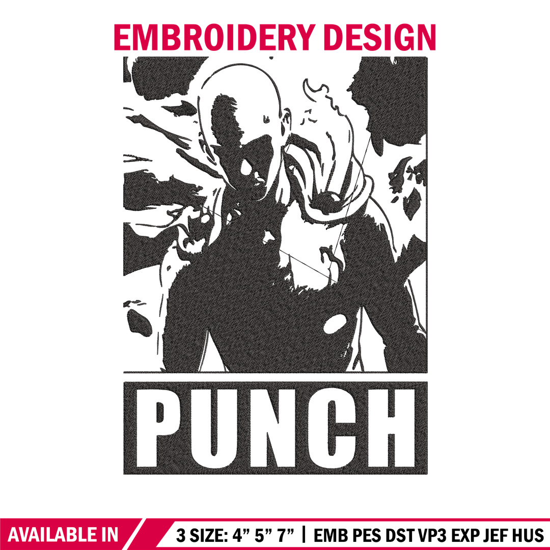 Saitama punch Embroidery Design, One punch man Embroidery, E | Inspire ...