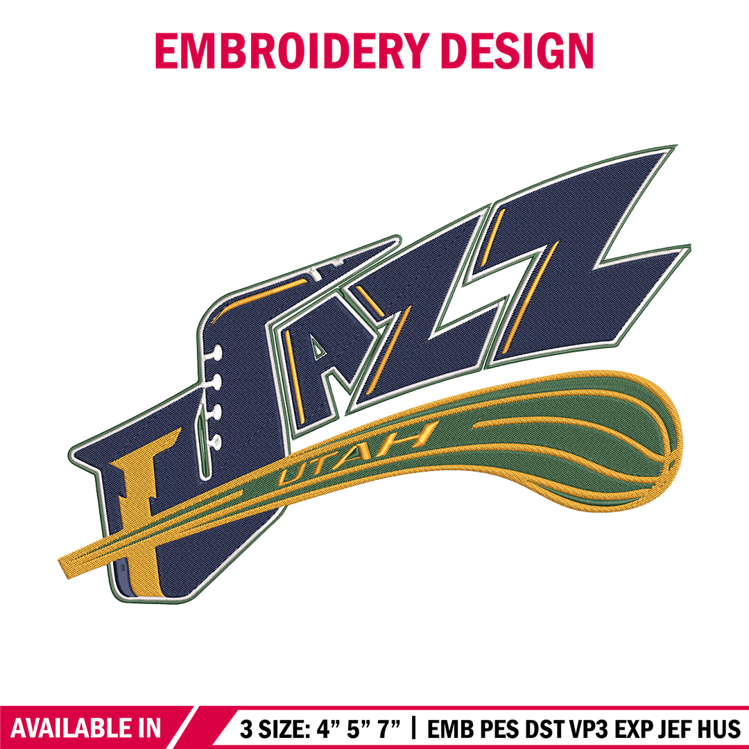 Utah Jazz logo embroidery design,NBA embroidery, Sport embro | Inspire ...
