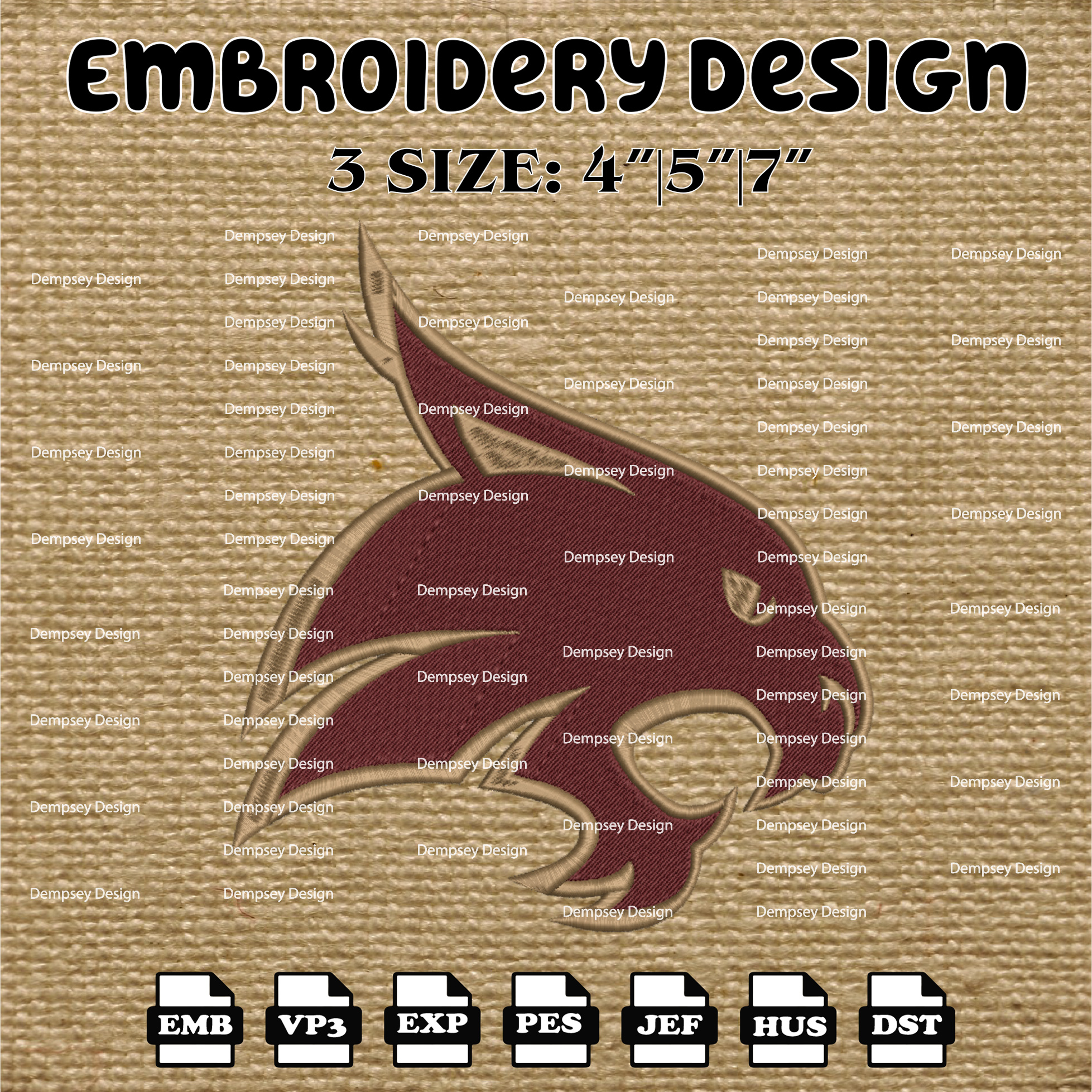 NCAA Texas State Bobcats Logo Embroidery Designs, NCAA Texas | Inspire Uplift