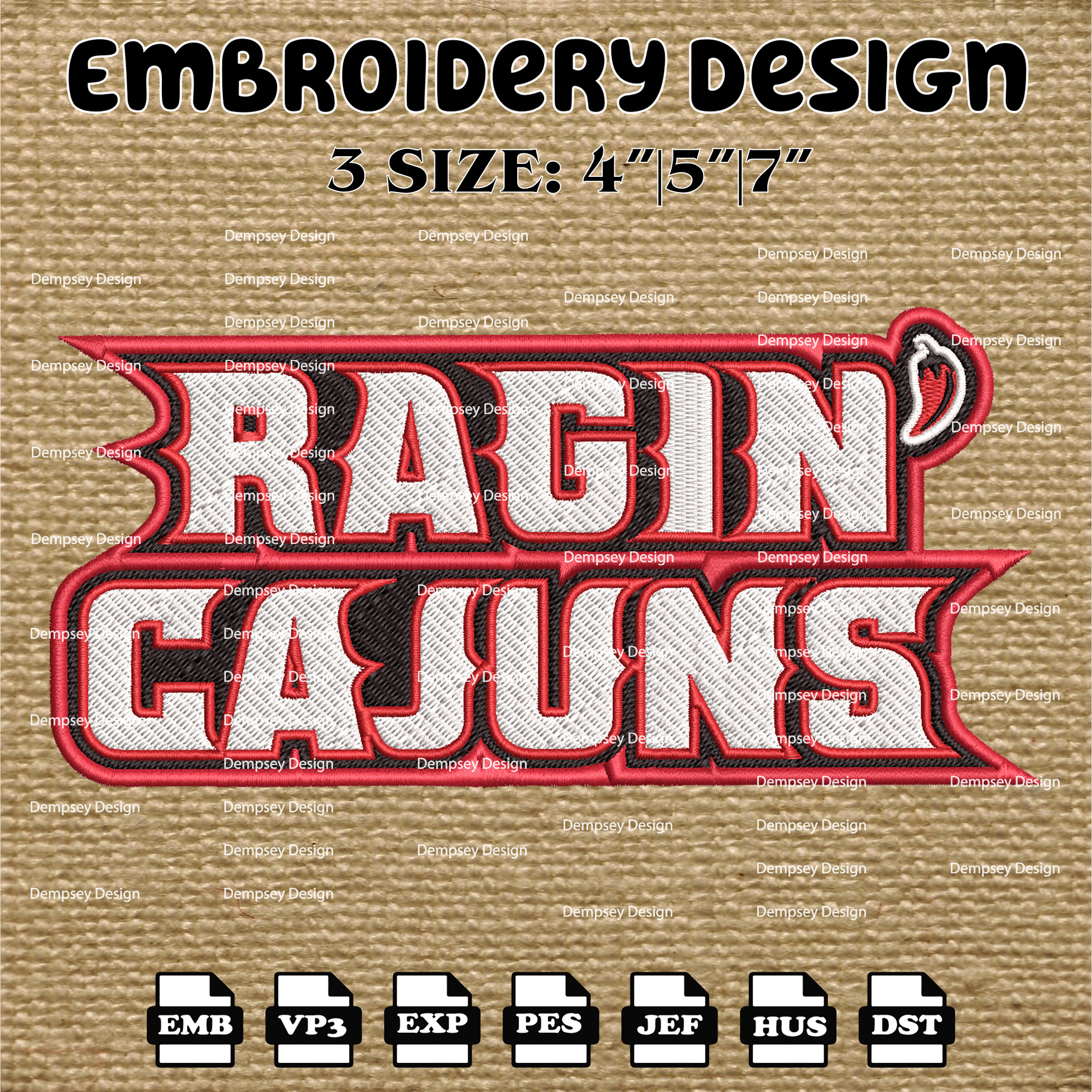 NCAA Louisiana Ragin Cajuns Logo Embroidery Designs, NCAA Ra | Inspire ...