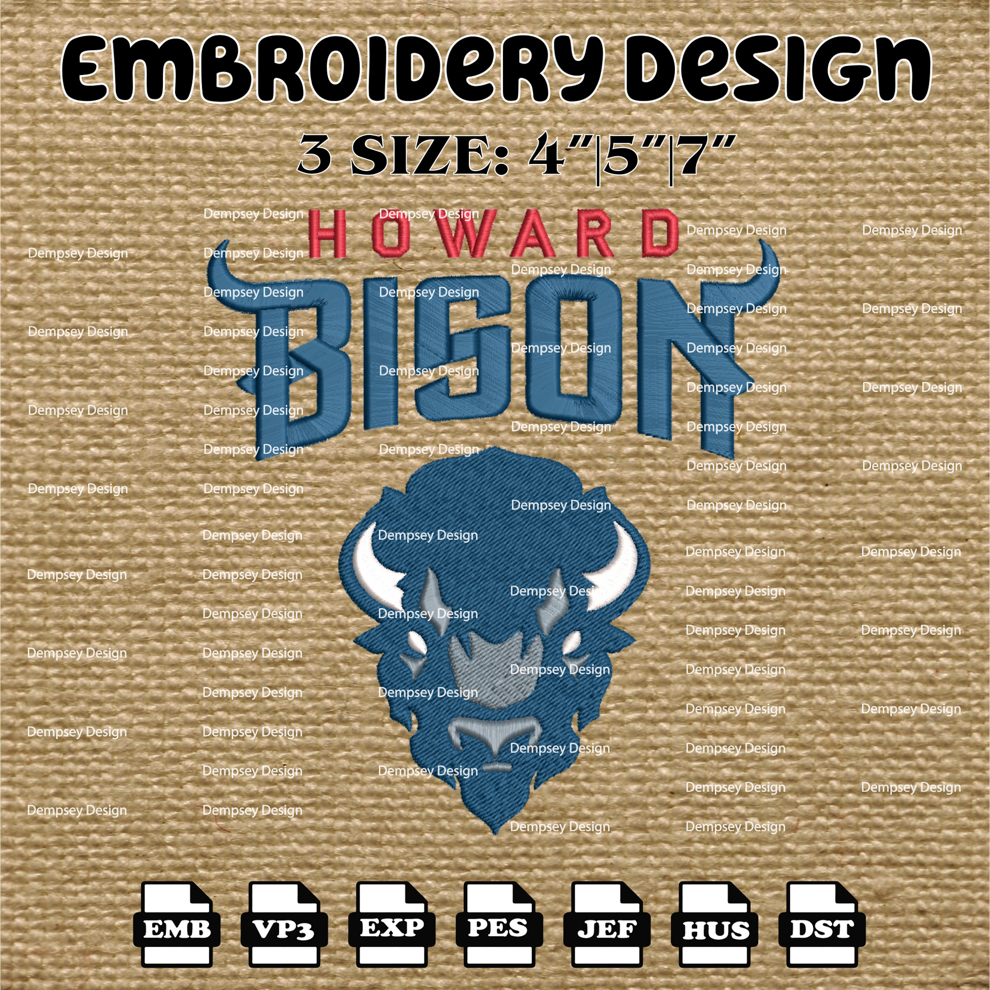 NCAA Howard Bison Logo Embroidery Designs, NCAA Machine Embr | Inspire ...