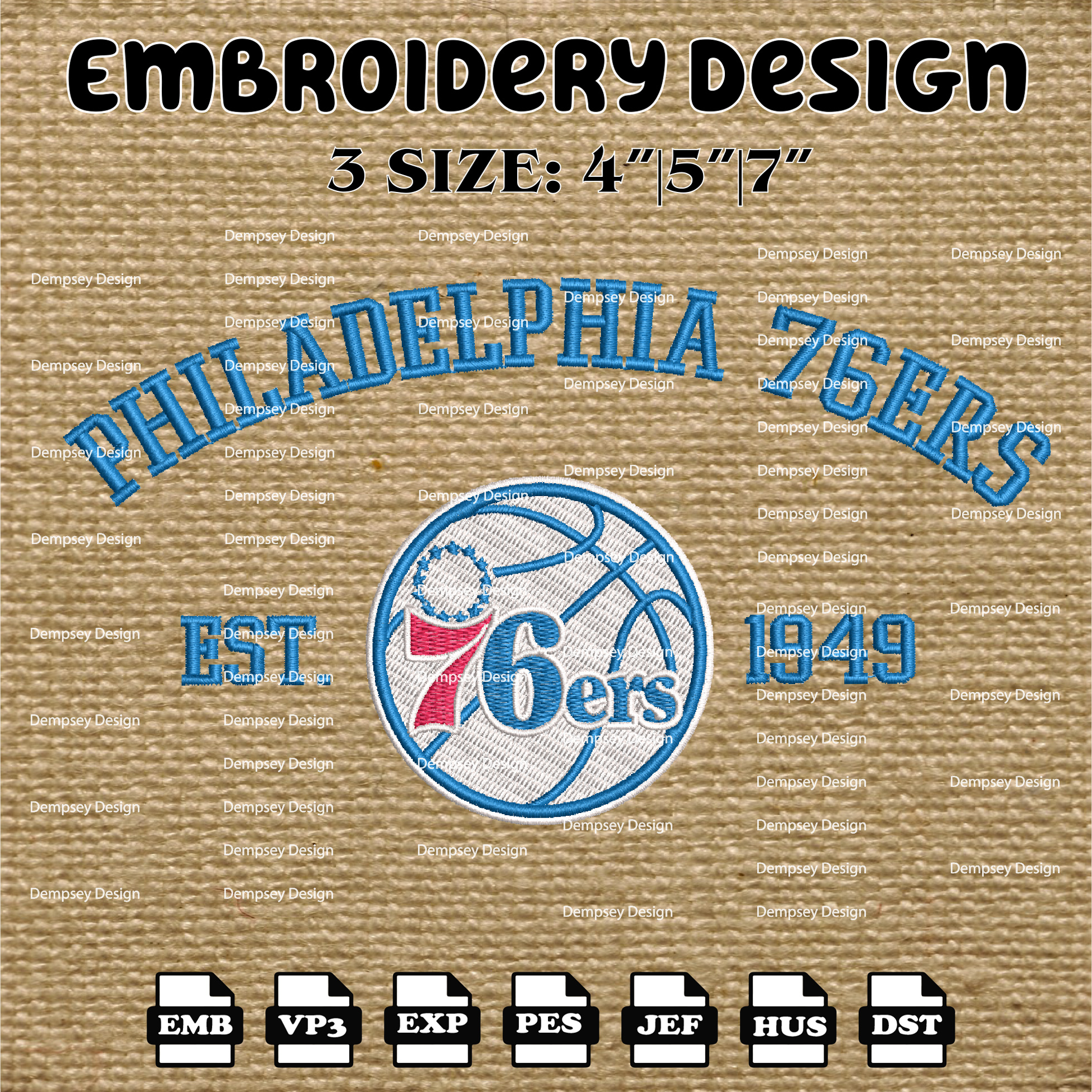 Philadelphia 76ers Embroidery Designs, NBA Philadelphia 76er | Inspire ...