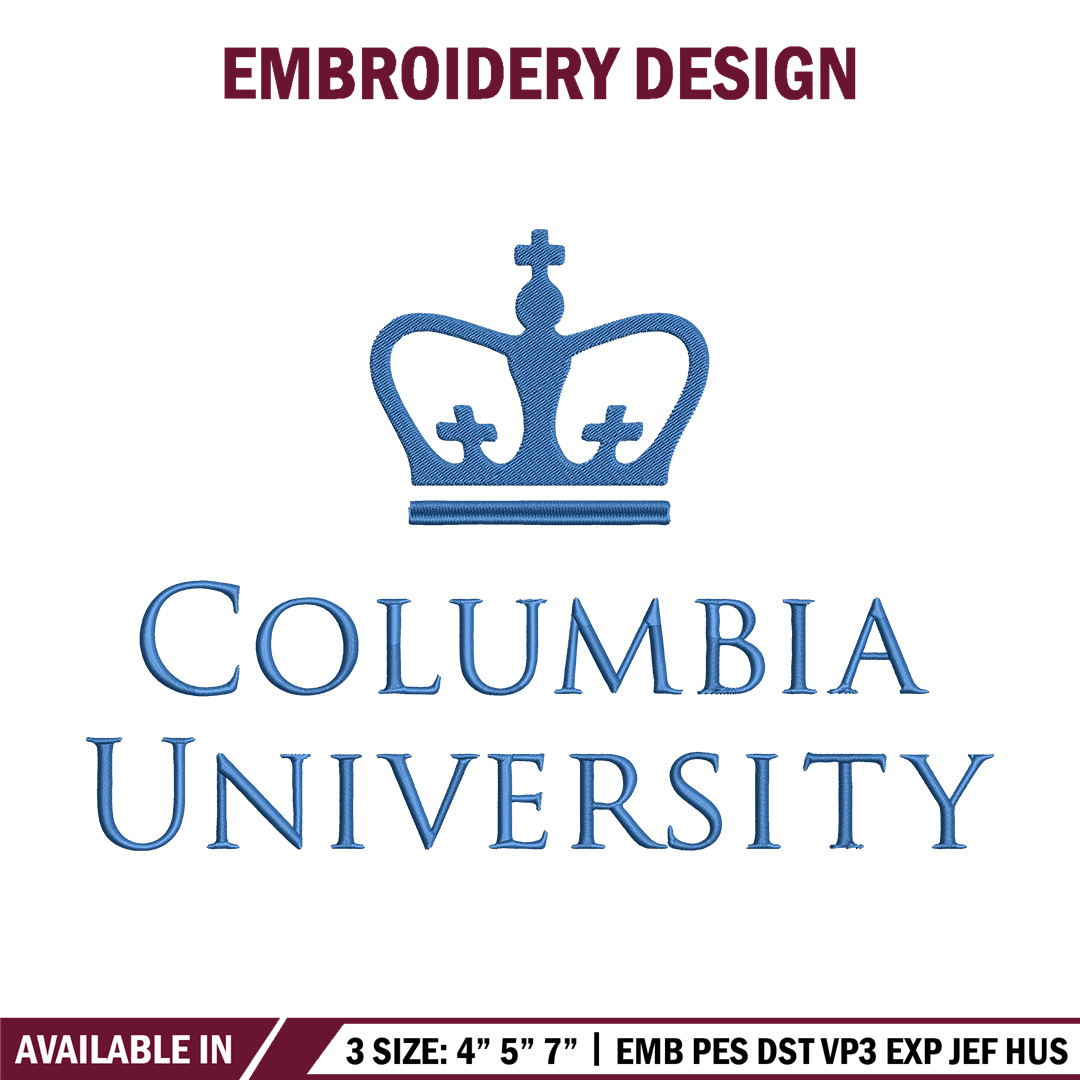 Columbia University logo embroidery design, Sport embroidery | Inspire ...