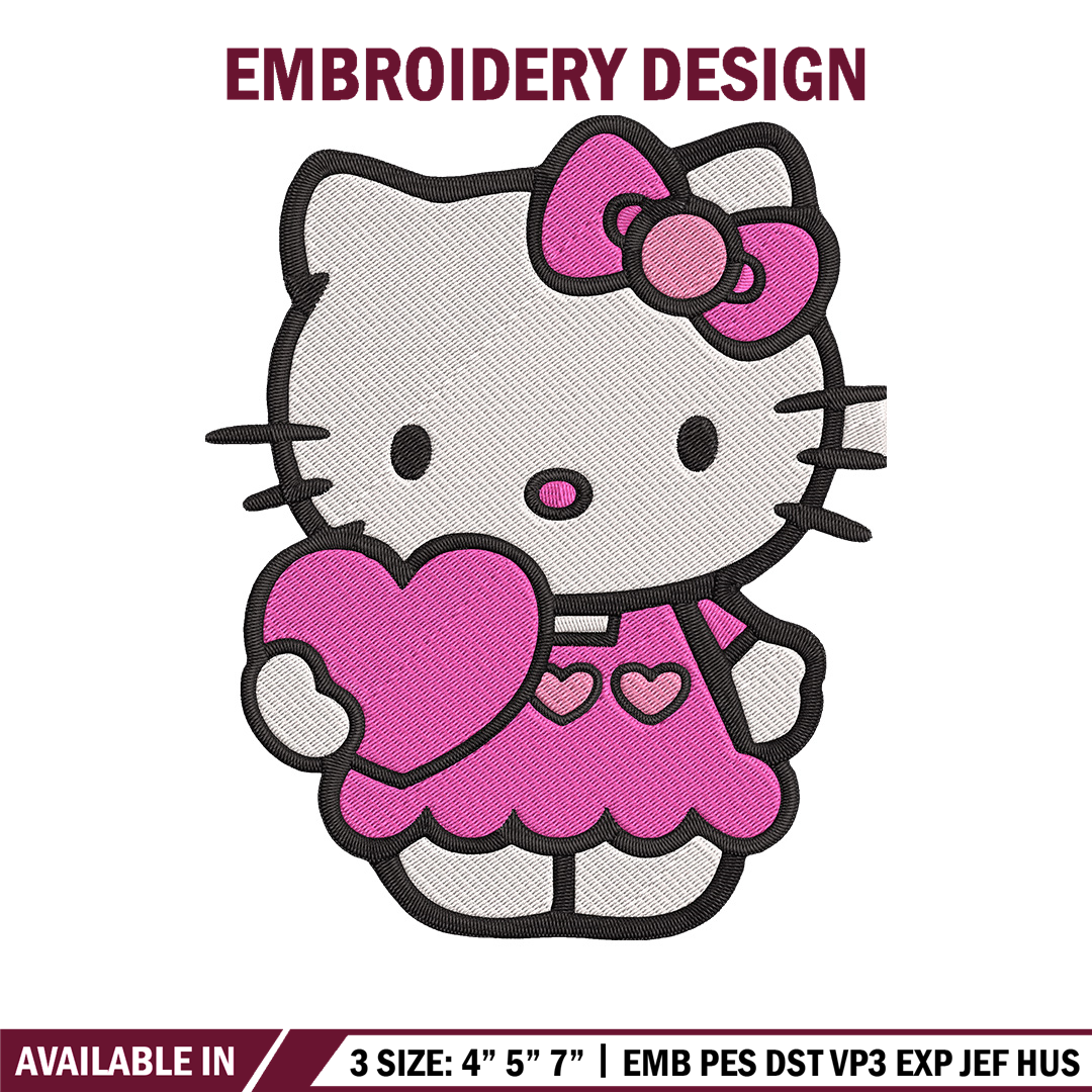 Hello kitty heart Embroidery Design, Hello kitty Embroidery, | Inspire ...