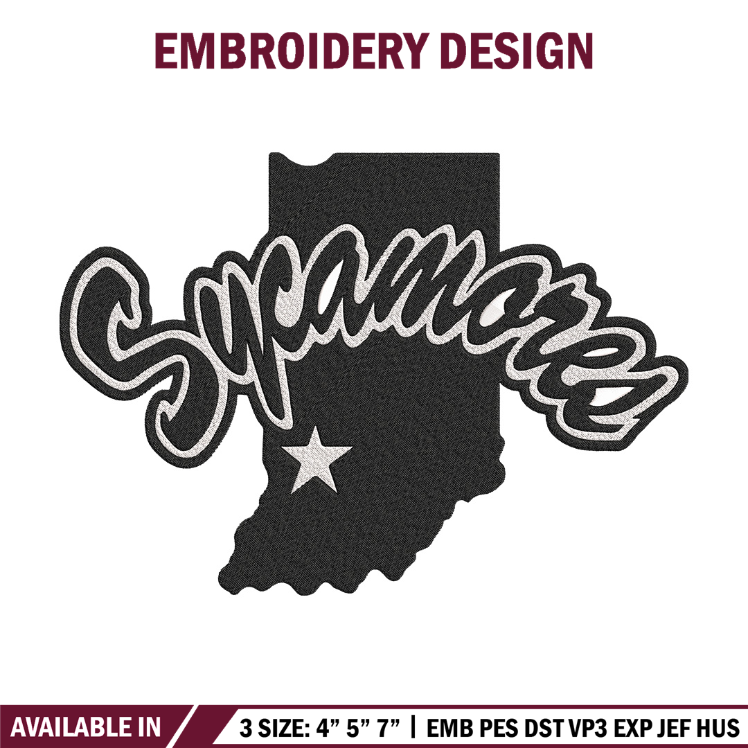 Indiana State University logo embroidery design,NCAA embroid | Inspire ...