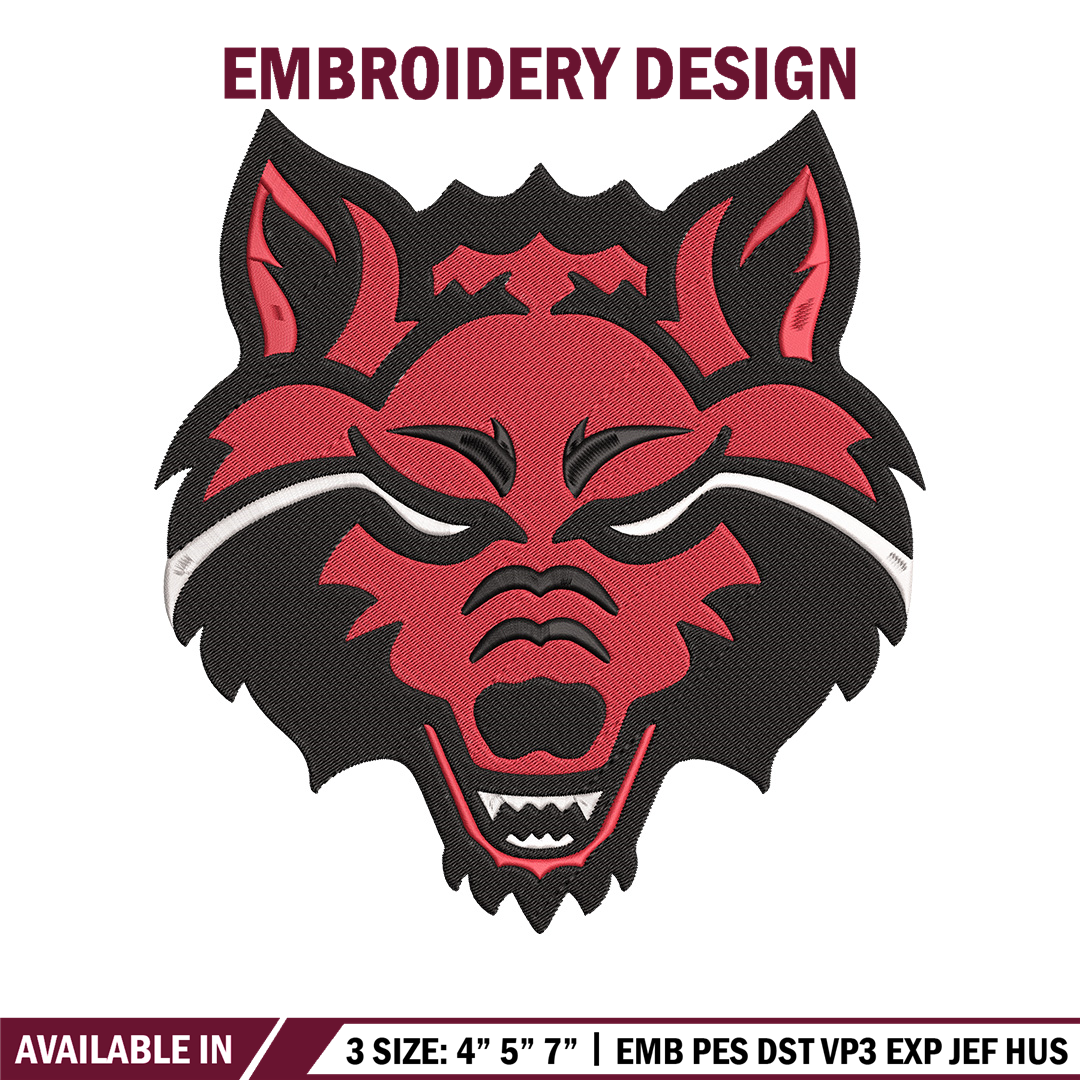 Red Wolves logo embroidery design, NCAA embroidery,Sport emb | Inspire ...