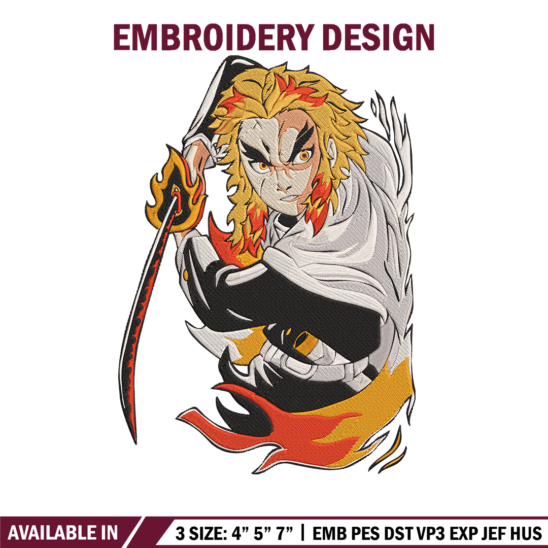 Rengoku poster Embroidery Design, Demon slayer Embroidery, E - Inspire ...