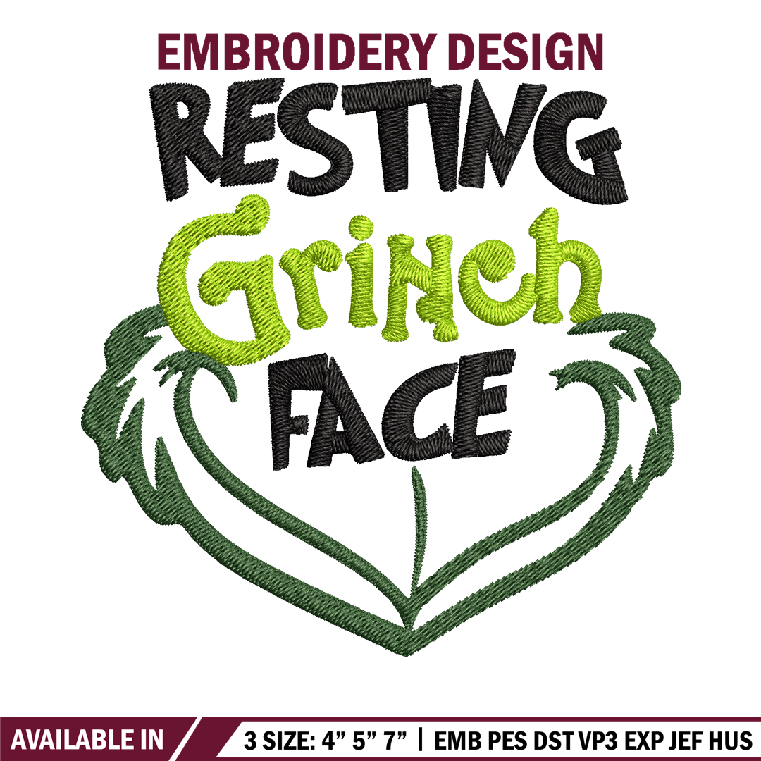 Resting Grinch Face Embroidery design, Grinch christmas Embr | Inspire ...