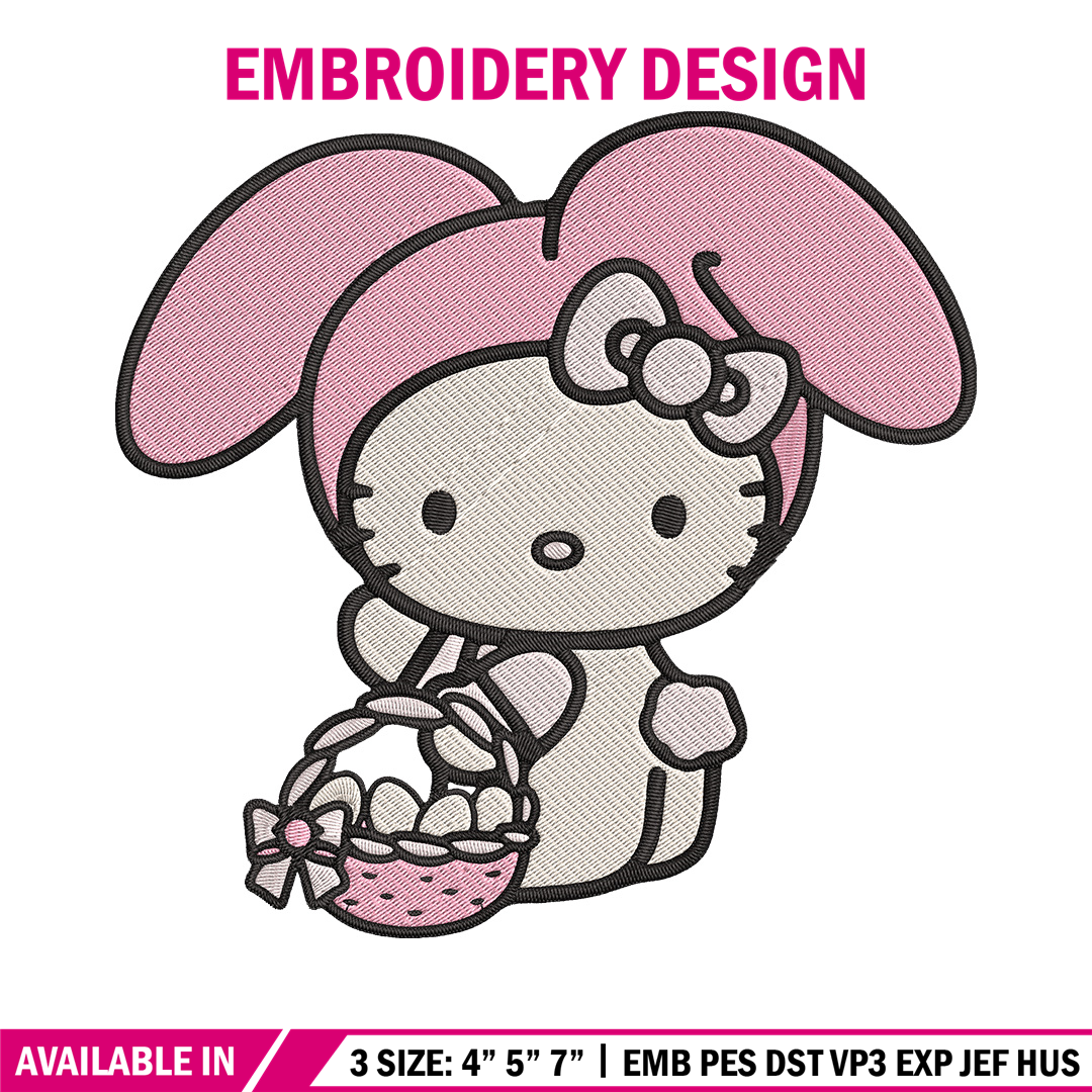 Hello Kitty Easter Embroidery Design, Hello kitty Embroidery | Inspire Uplift