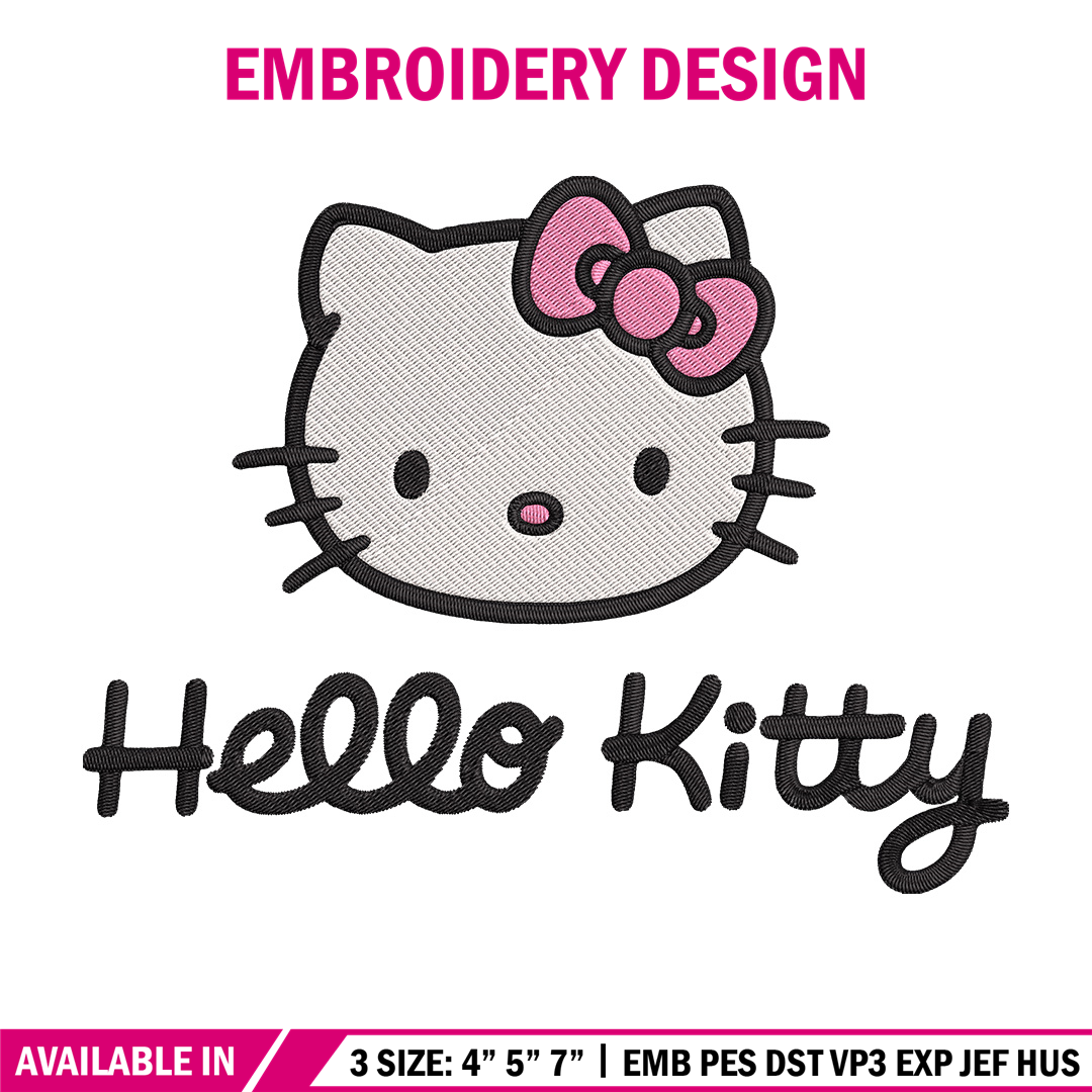 Hello Kitty logo Embroidery Design, Hello kitty Embroidery, | Inspire ...