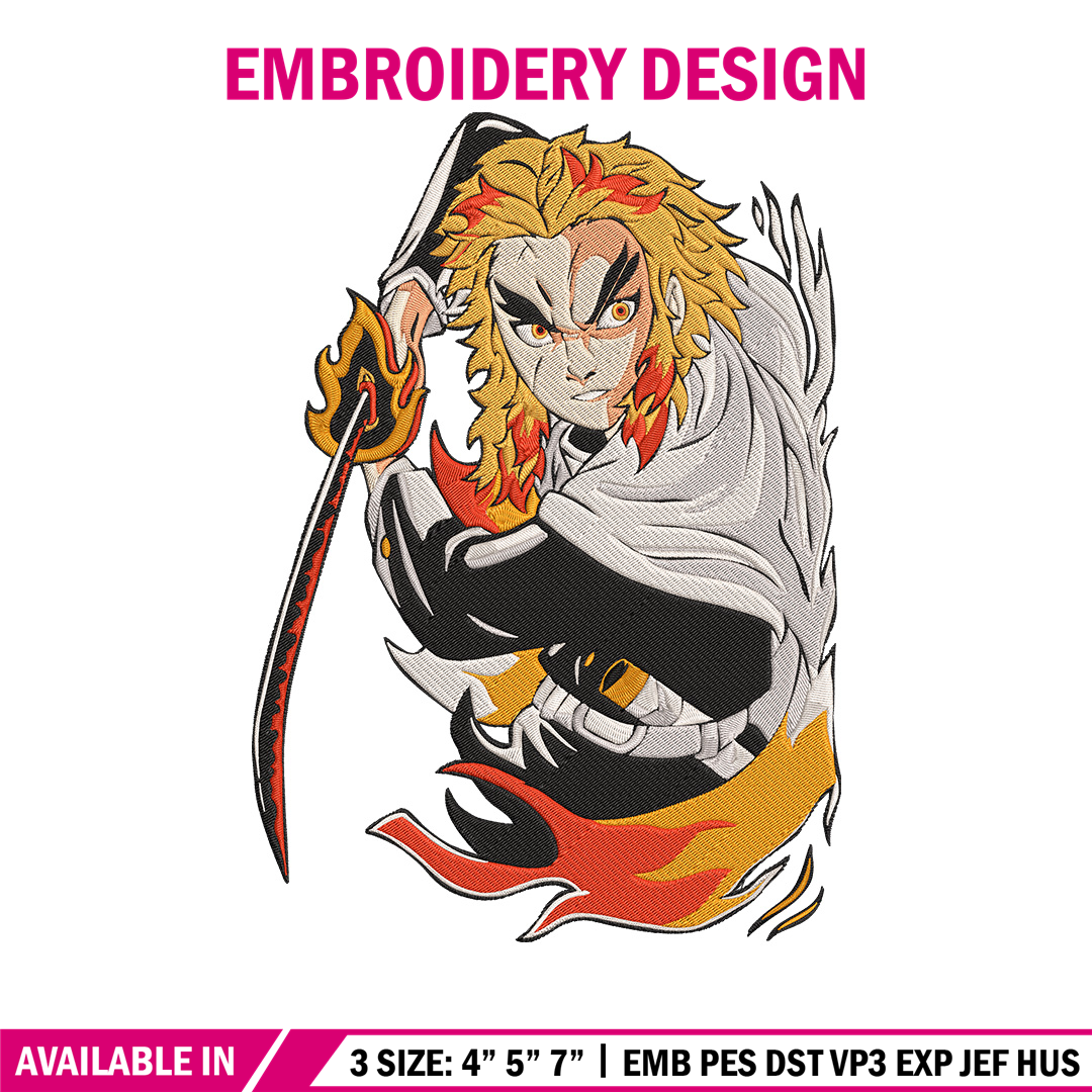 Rengoku Embroidery Design, Demon slayer Embroidery, Embroide - Inspire ...