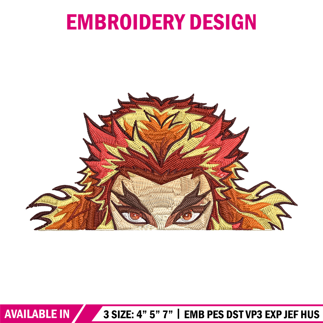 Rengoku Peeker Embroidery Design, Demon slayer Embroidery, E | Inspire ...