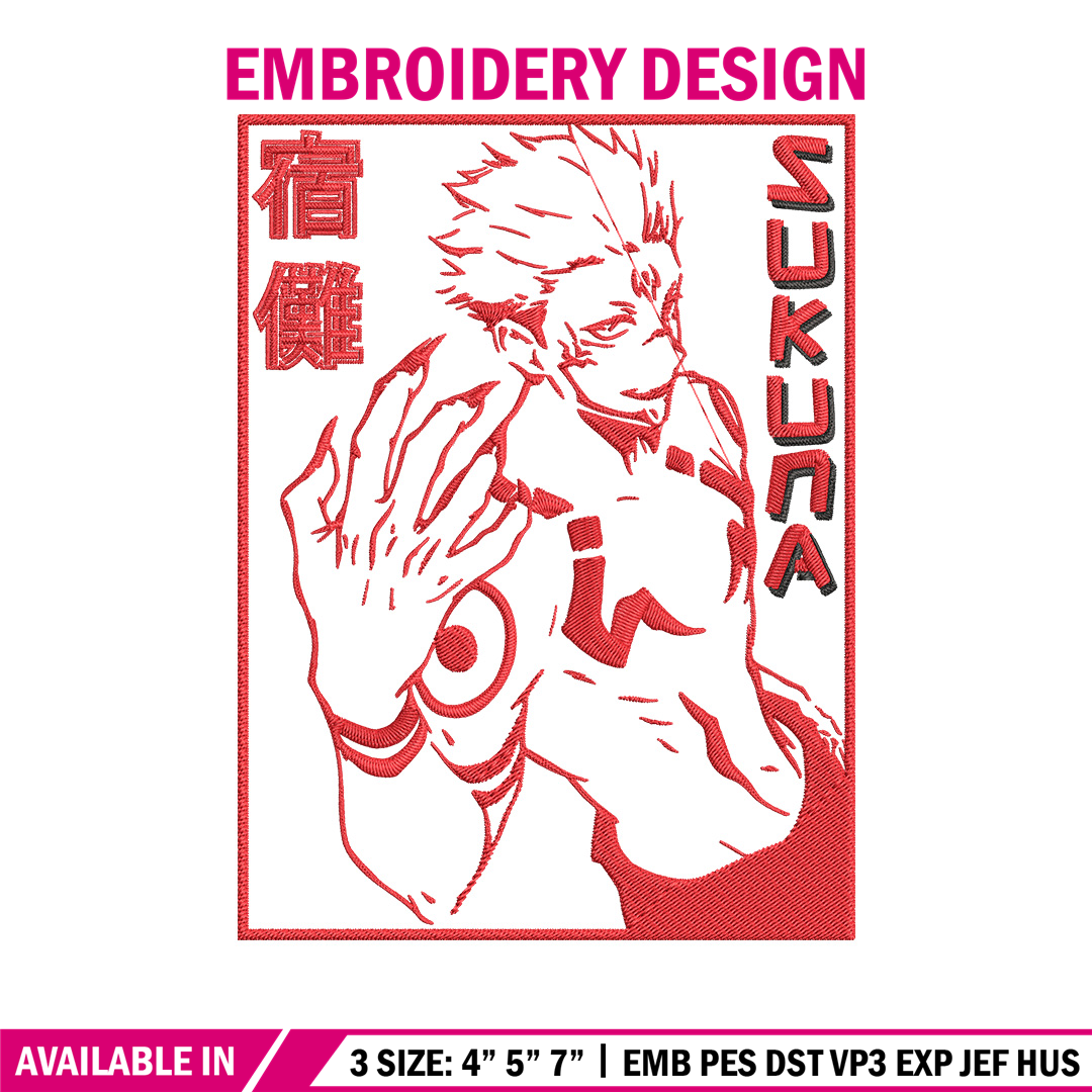 Sukuna poster Embroidery Design, Jujutsu Embroidery, Embroid | Inspire ...