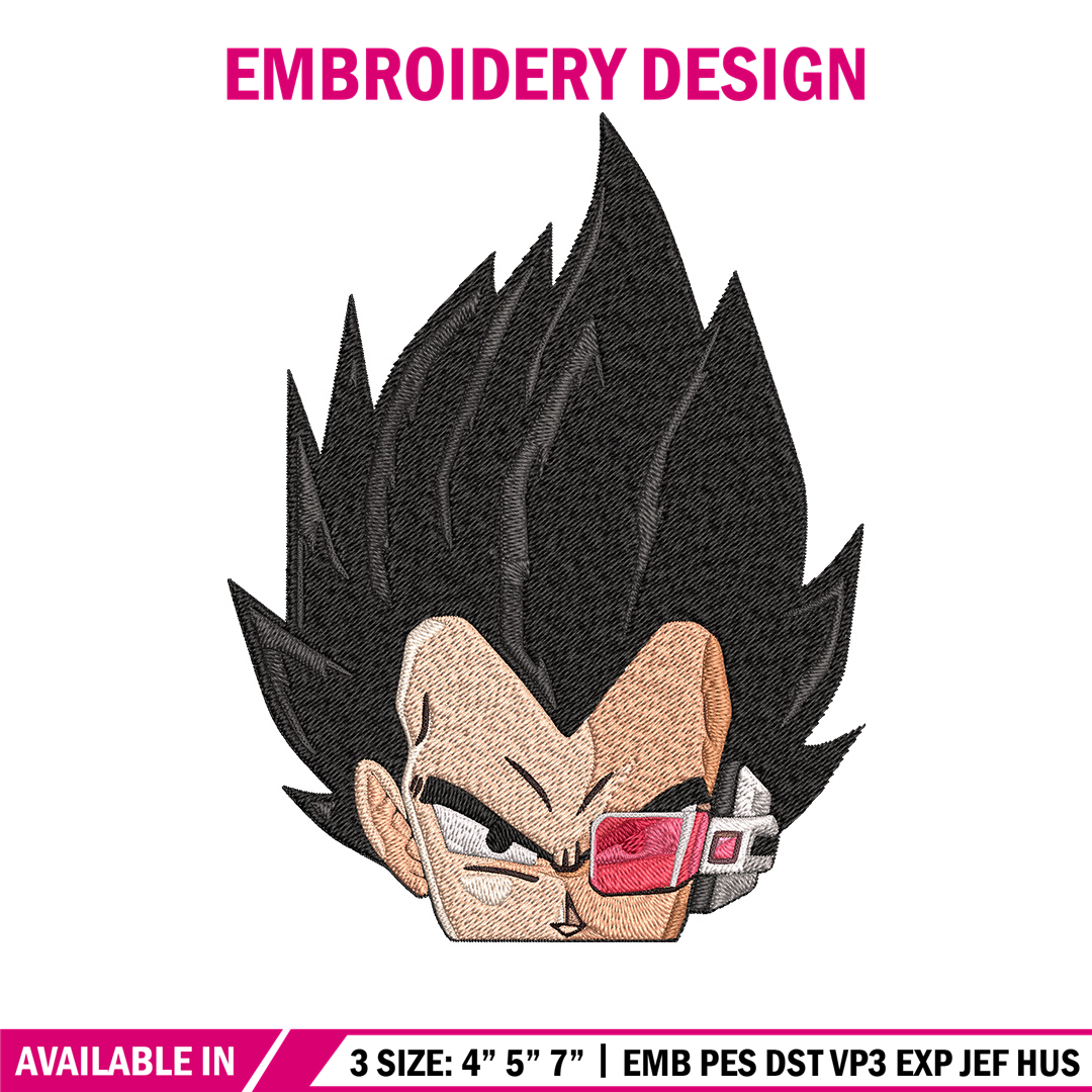 Vegeta peeker Embroidery Design, Dragonball Embroidery, Embr | Inspire ...