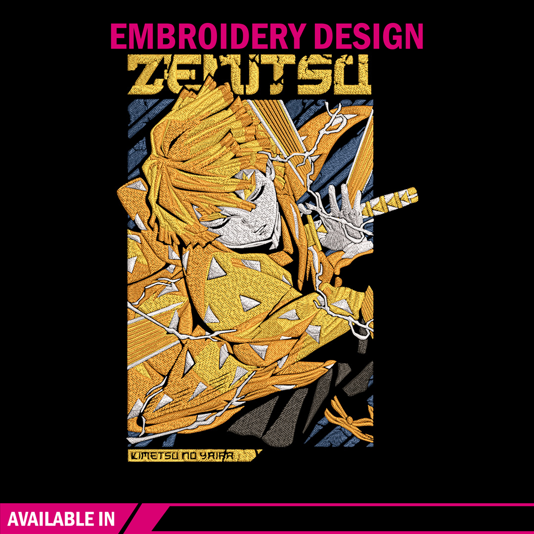 Zenitsu poster Embroidery Design, Demon slayer Embroidery, E - Inspire ...
