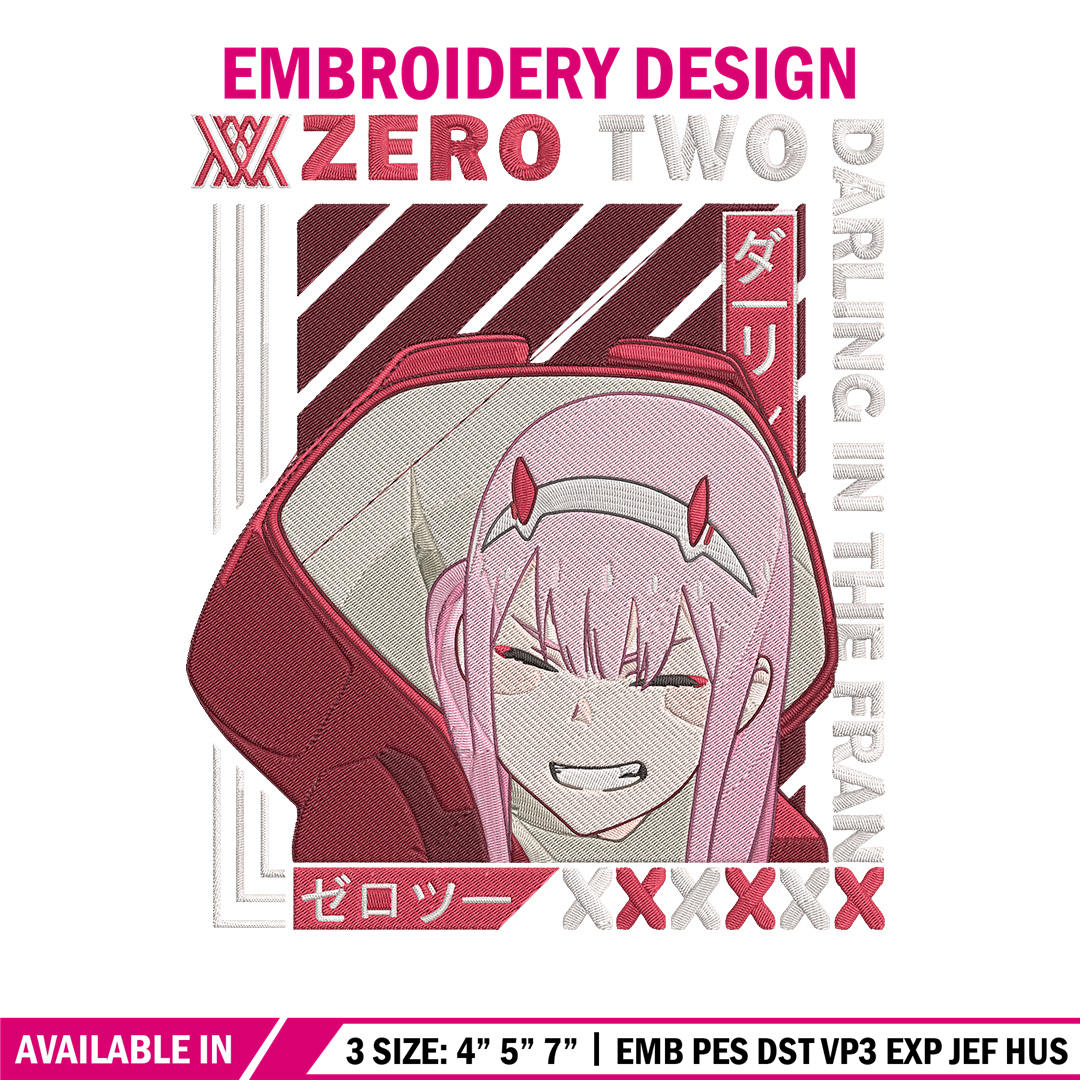 Zero two Embroidery Design, Darling in the fran Embroidery,E - Inspire Uplift