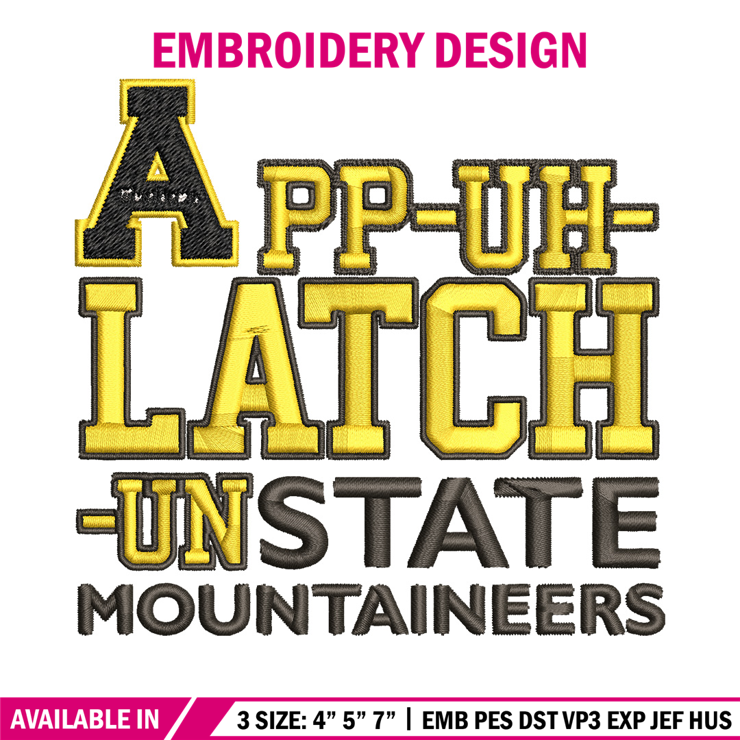 Appalachian State logo embroidery design, Sport embroidery, | Inspire ...