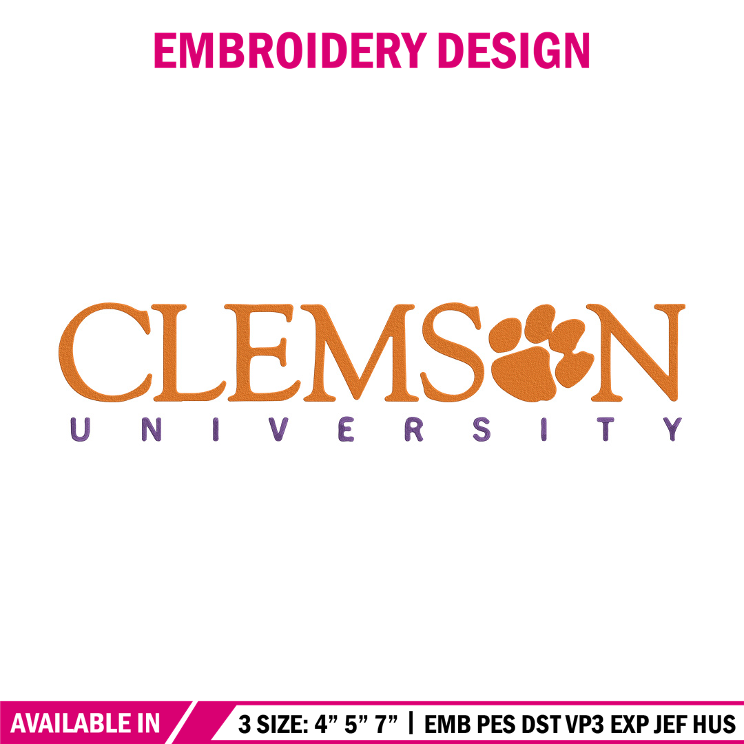 Clemson University logo embroidery design, NCAA embroidery, | Inspire ...