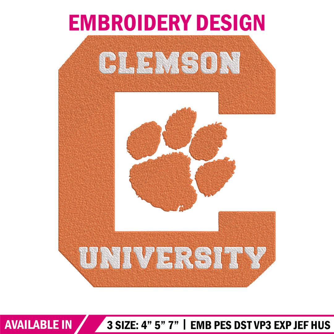 Clemson University logo embroidery design,NCAA embroidery,Sp | Inspire ...