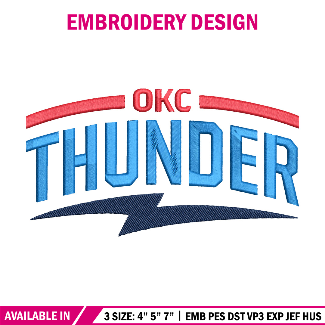 Oklahoma Thunder logo embroidery design,NBA embroidery,Sport | Inspire ...