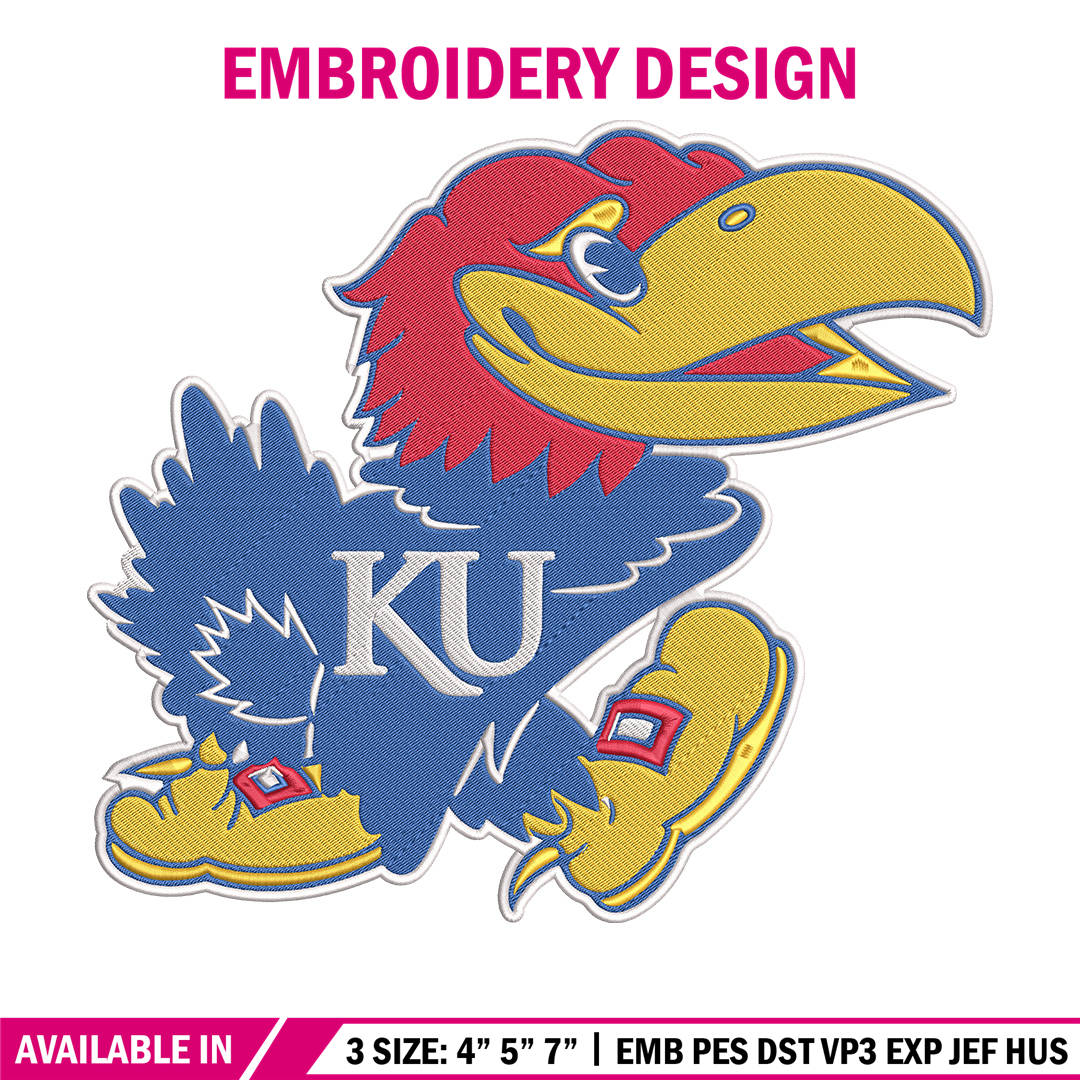 University of Kansas logo embroidery design, NCAA embroidery | Inspire ...