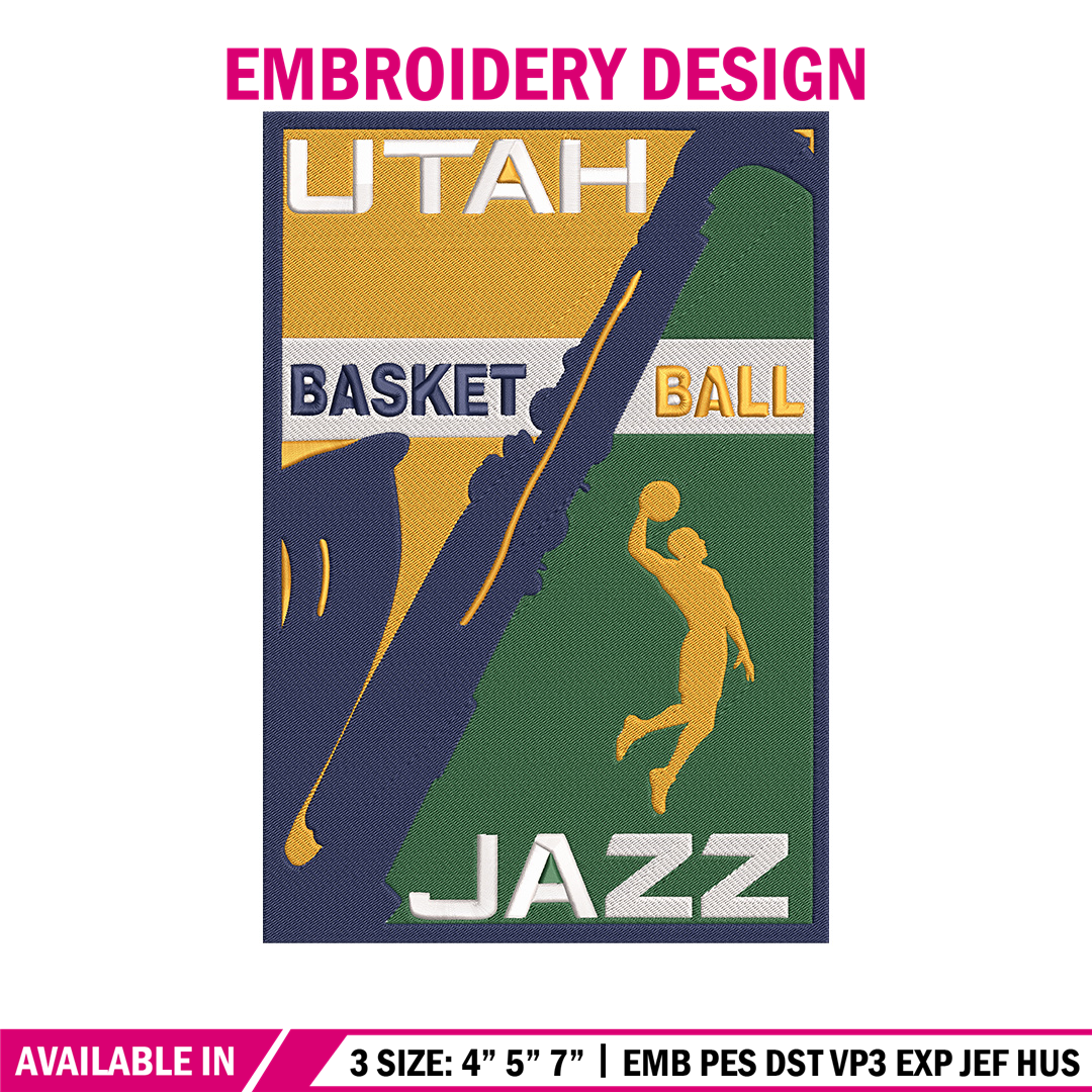 Utah Jazz logo embroidery design, NBA embroidery, Sport embr | Inspire ...