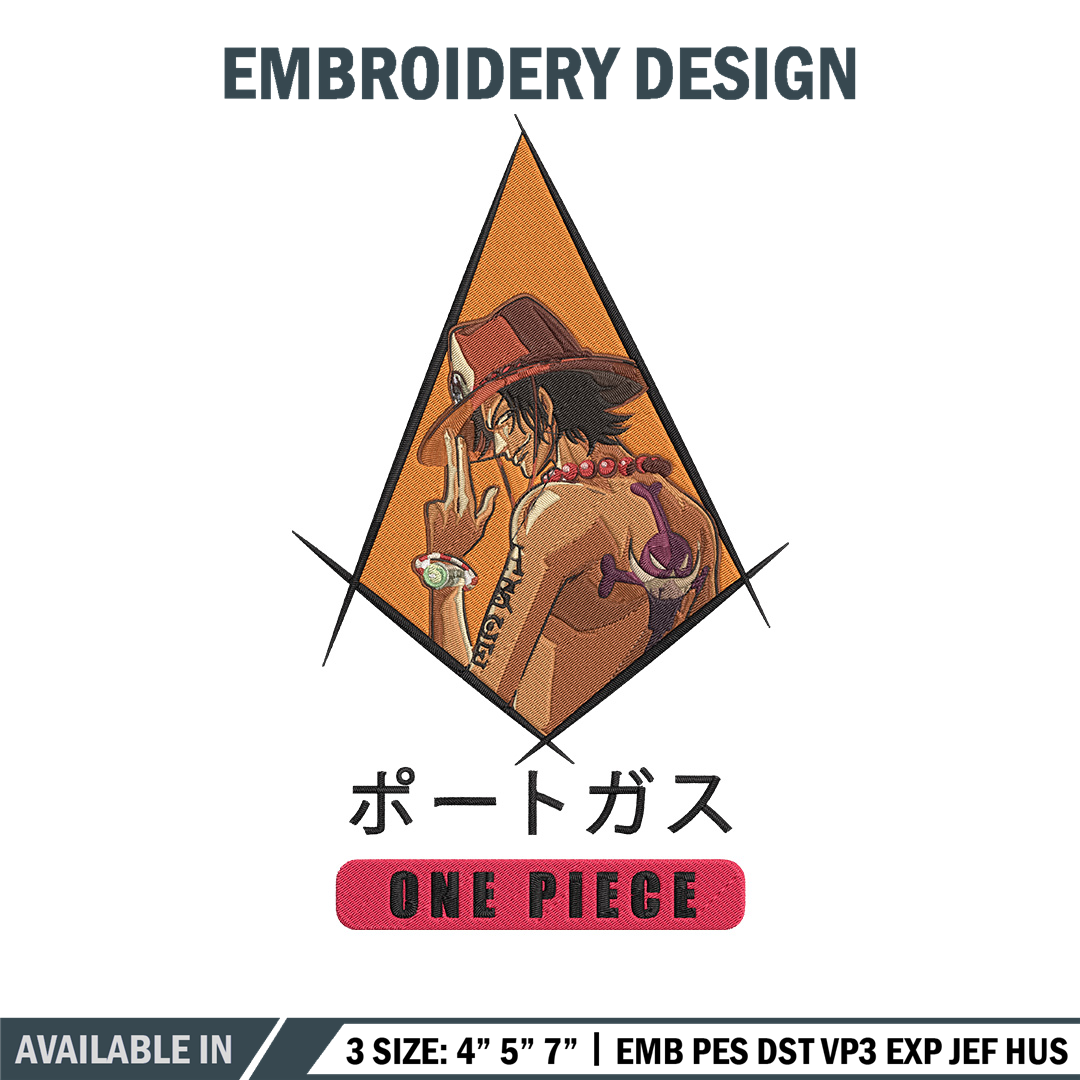 Ace poster Embroidery Design, One piece Embroidery, Embroide | Inspire ...