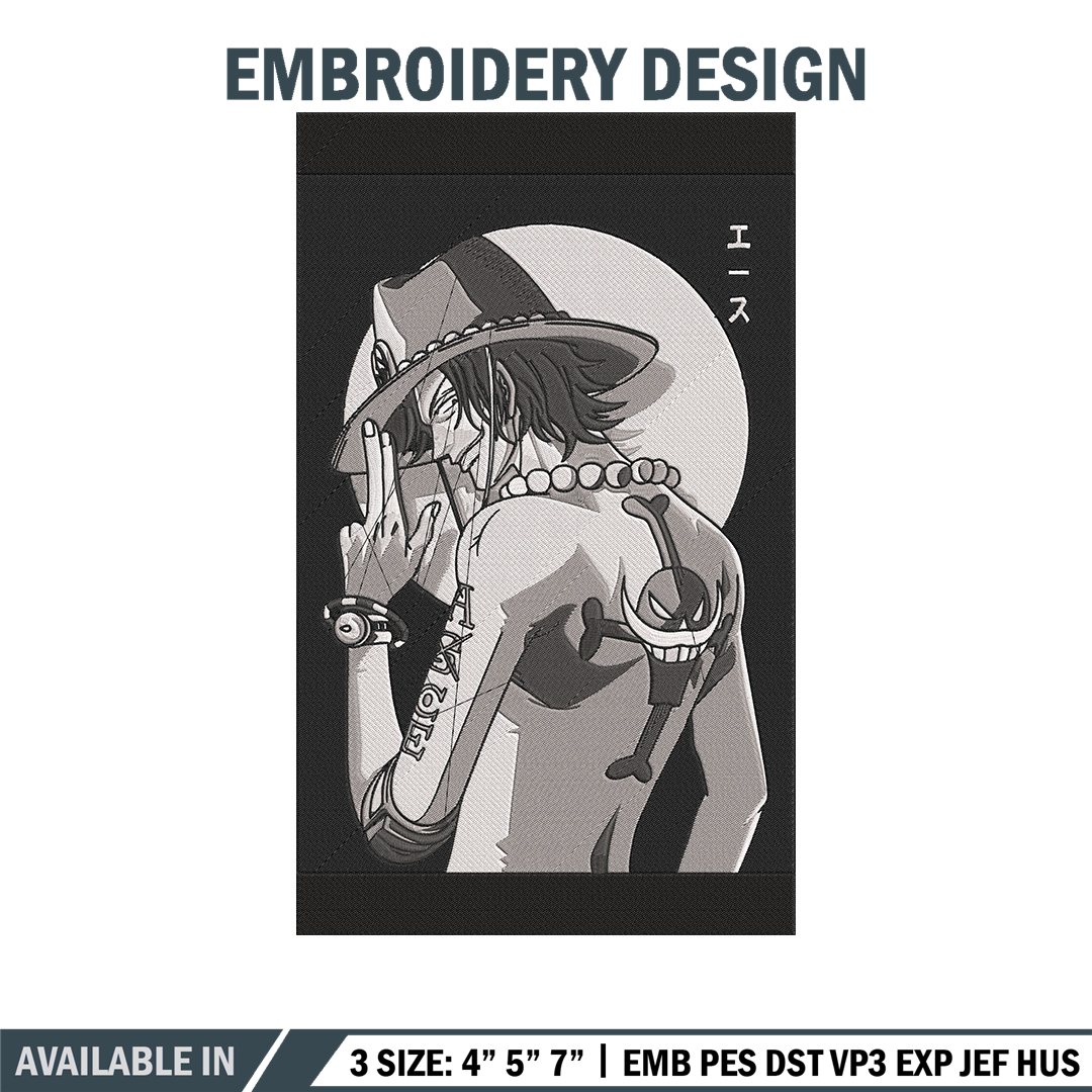 Ace poster Embroidery Design, One piece Embroidery, Embroide | Inspire ...
