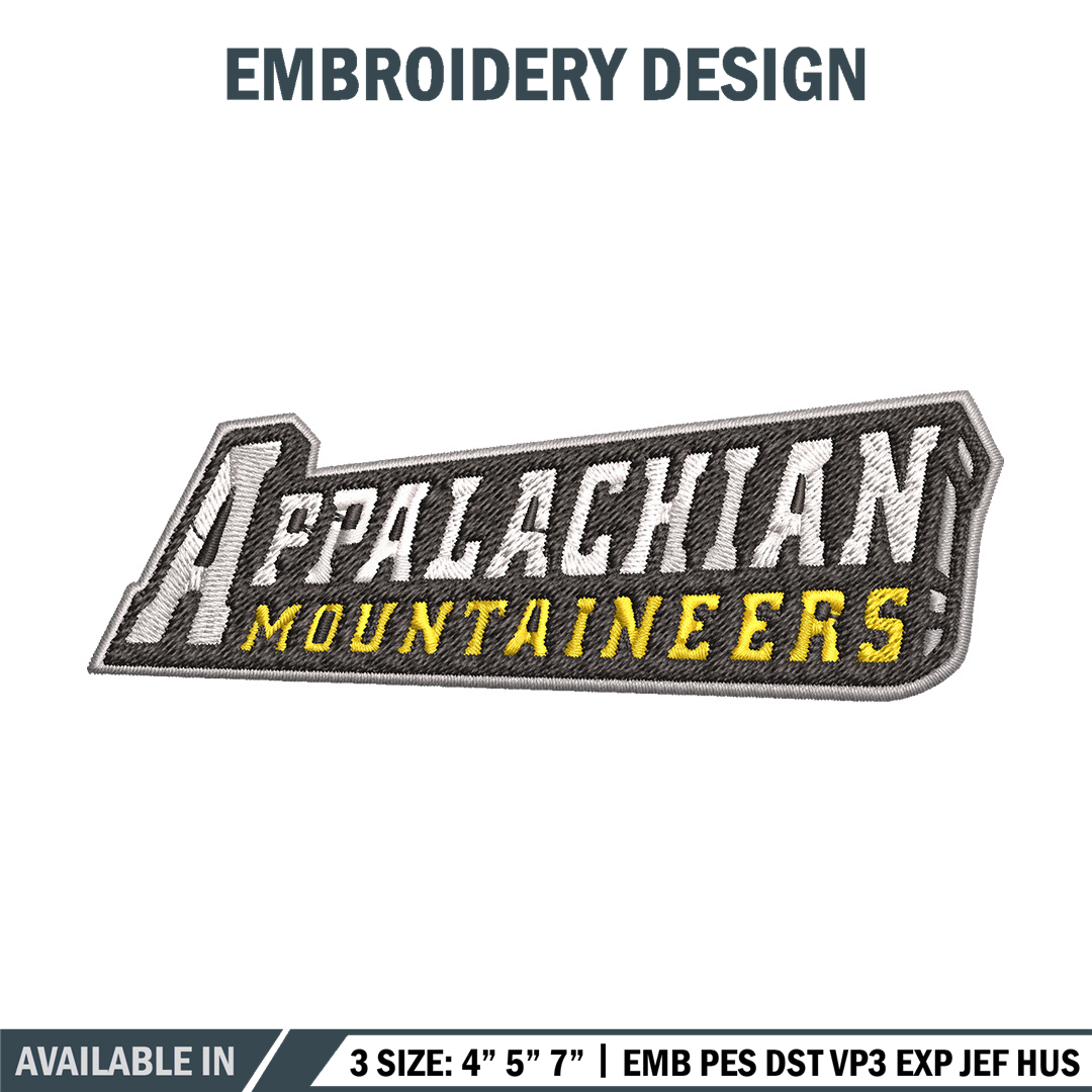 Appalachian State logo embroidery design, NCAA embroidery, E | Inspire ...
