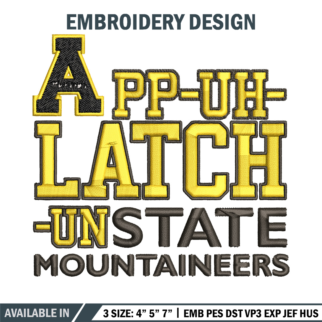 Appalachian State logo embroidery design, Sport embroidery, | Inspire ...