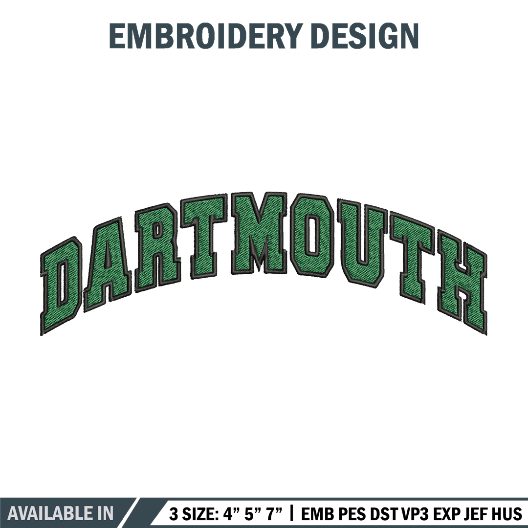 Dartmouth logo embroidery design, Baseball embroidery, Sport | Inspire ...