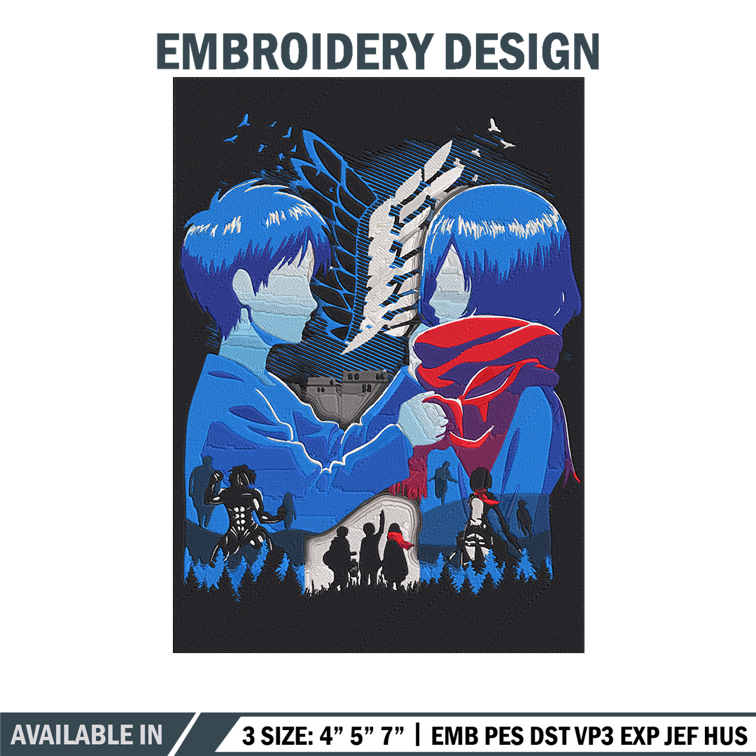 Eren x mikasa Embroidery Design, Aot Embroidery,Embroidery F | Inspire ...