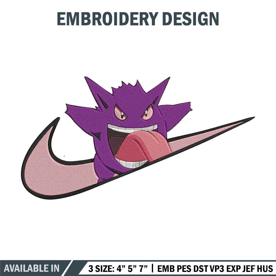 Gengar x nike Embroidery Design, Pokemon Embroidery, Embroid | Inspire ...