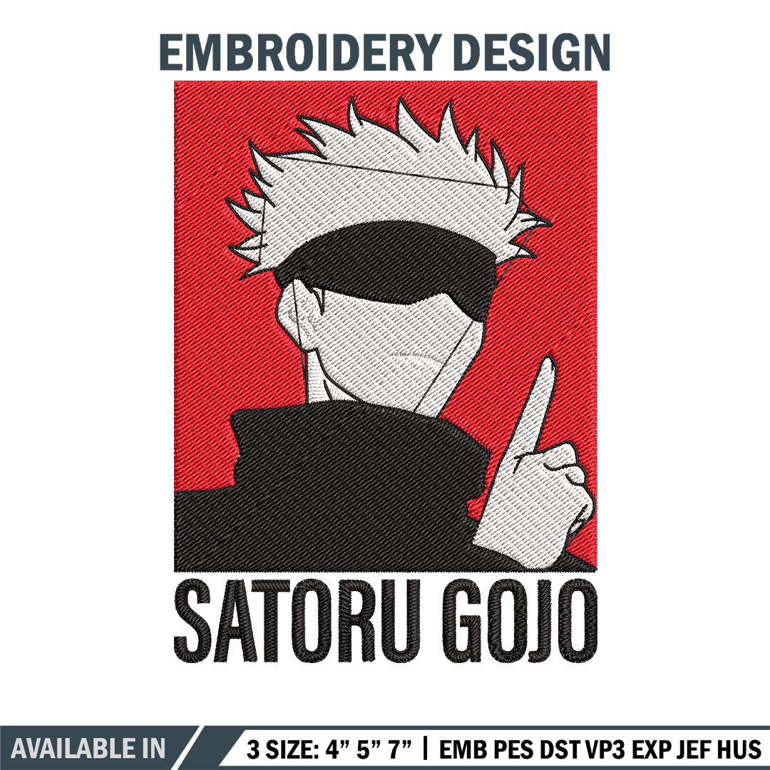 Gojo poster Embroidery Design, Jujutsu Embroidery, Embroider - Inspire ...