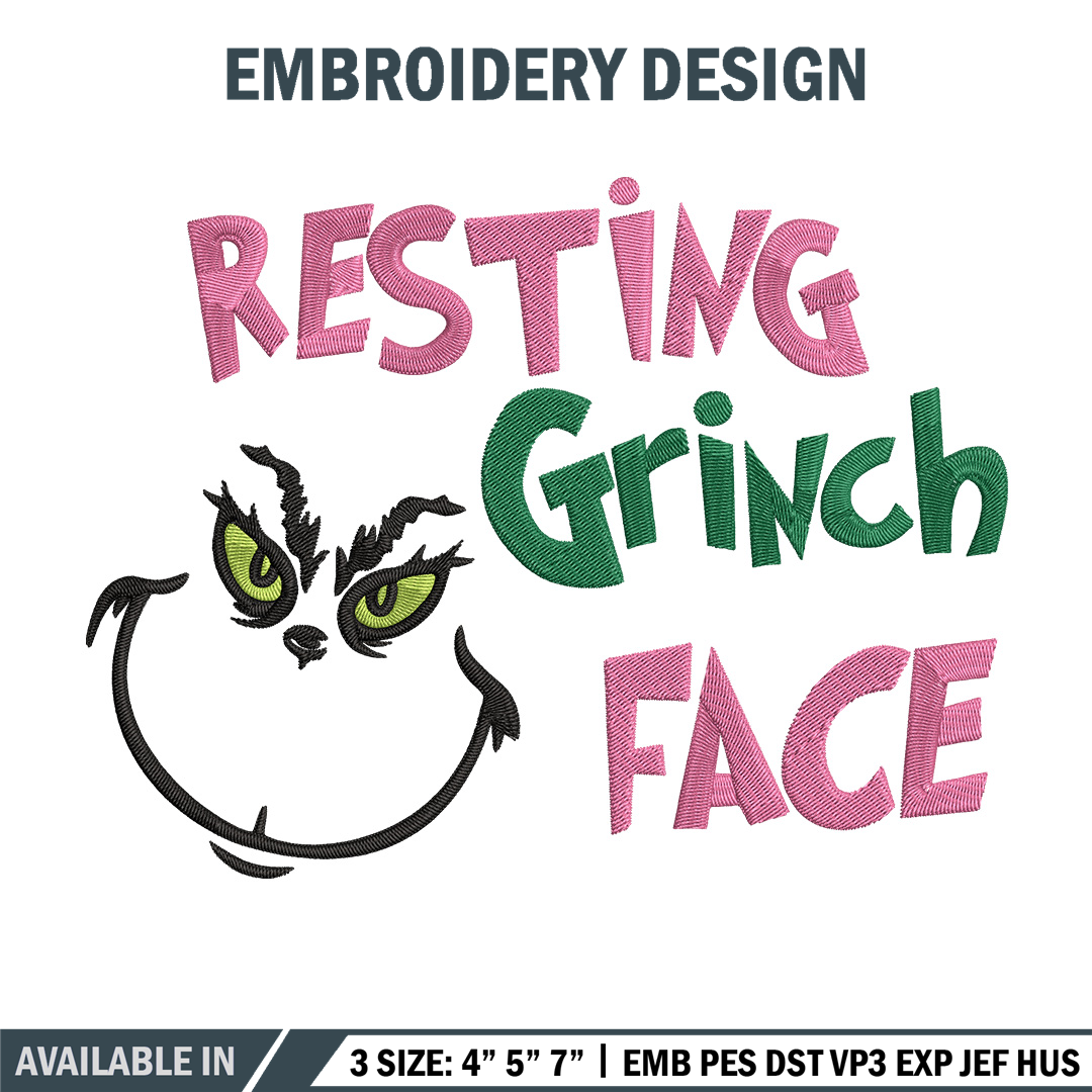 Grinch face Embroidery Design, Grinch Embroidery, Embroidery | Inspire ...