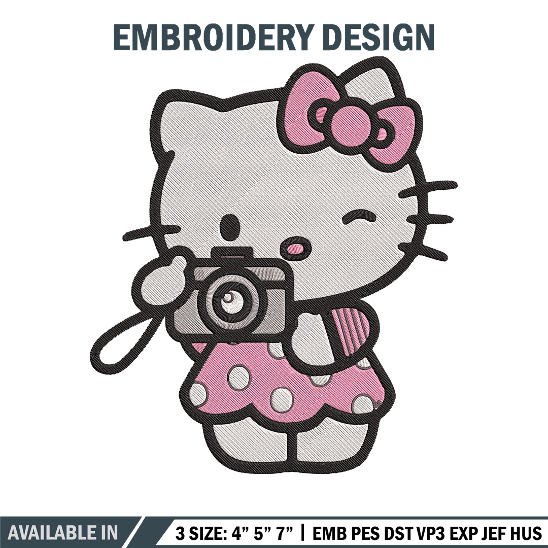Hello kitty camera Embroidery Design, Hello kitty Embroidery | Inspire ...