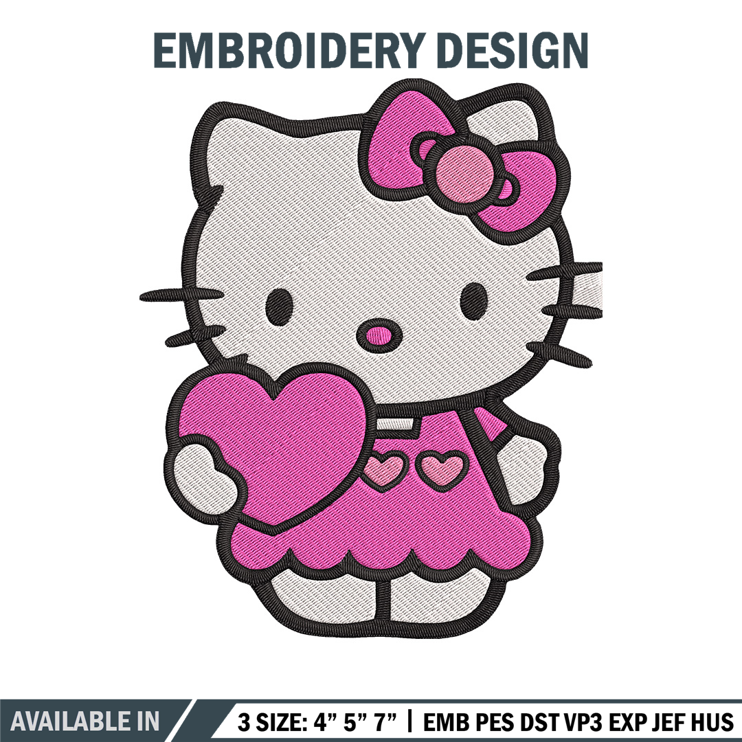 Hello kitty heart Embroidery Design, Hello kitty Embroidery, | Inspire ...