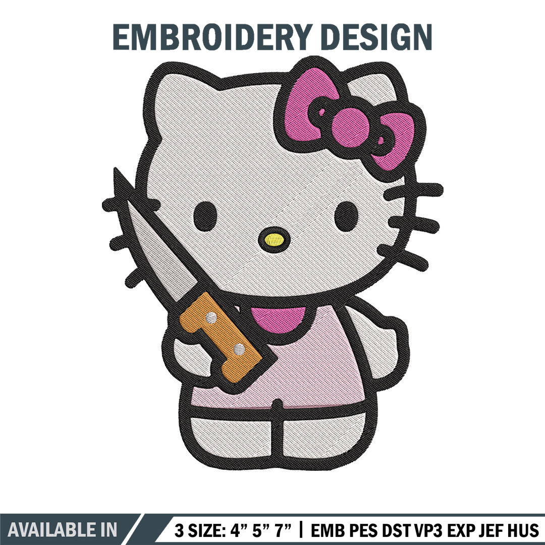 Hello kitty knife Embroidery Design, Hello kitty Embroidery, | Inspire Uplift