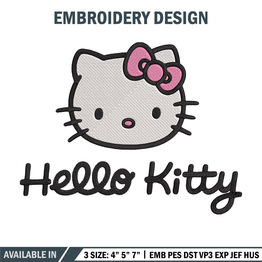 Hello Kitty logo Embroidery Design, Hello kitty Embroidery, | Inspire ...