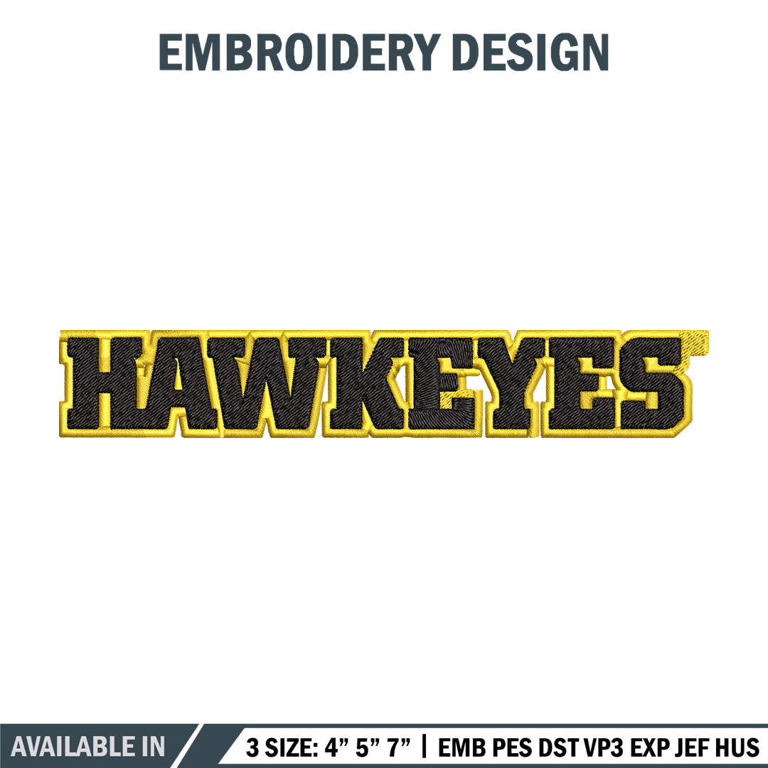 Iowa Hawkeyes logo embroidery design, NCAA embroidery, Sport | Inspire ...