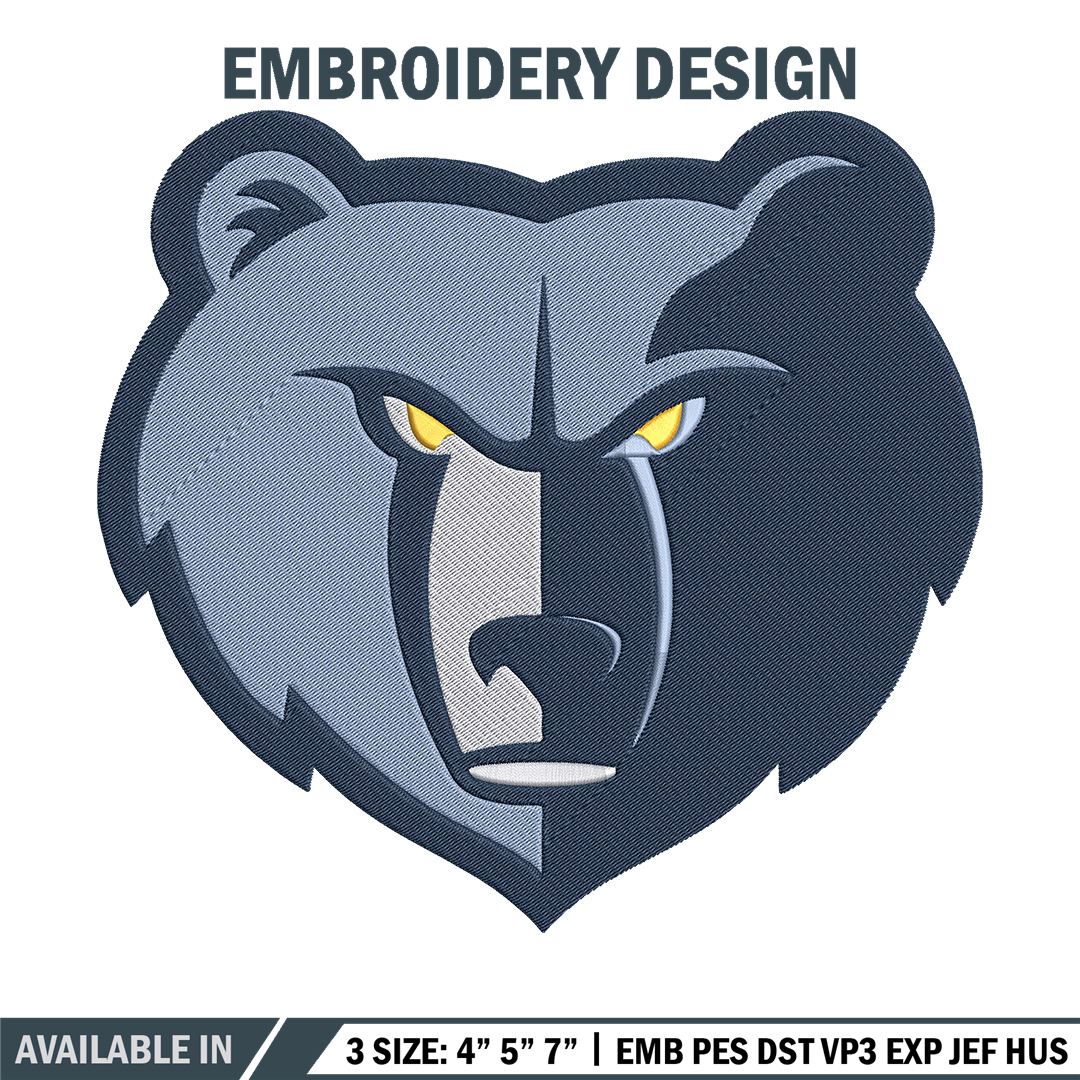 Memphis Grizzlies mascot embroidery design, NBA embroidery, | Inspire ...
