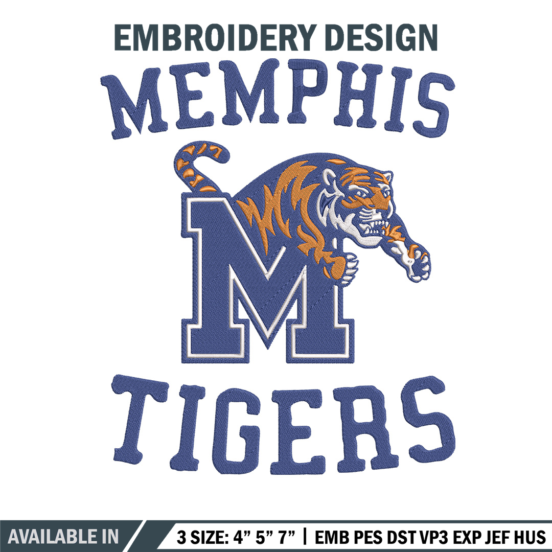 Memphis Tigers logo embroidery design,NCAA embroidery, Sport | Inspire ...