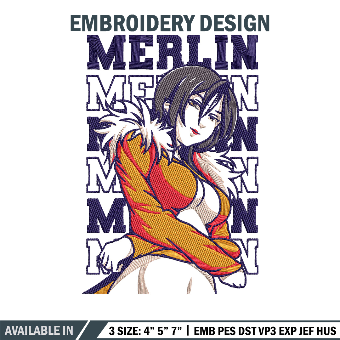 Merlin Embroidery Design, Seven Deadly Sins Embroidery, Embr | Inspire Uplift