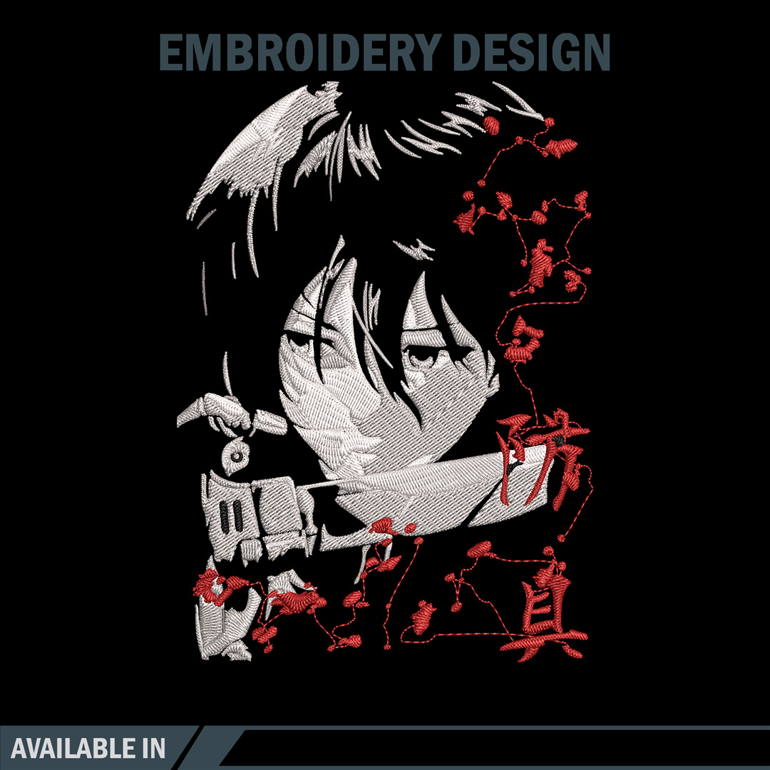 Mikasa Ackerman Embroidery Design, Aot Embroidery, Embroider | Inspire ...