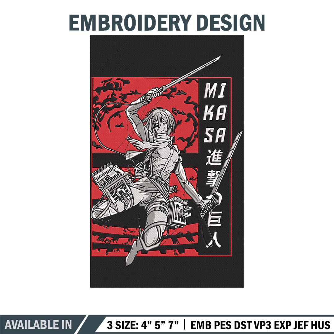 Mikasa poster Embroidery Design, Aot Embroidery, Embroidery | Inspire ...